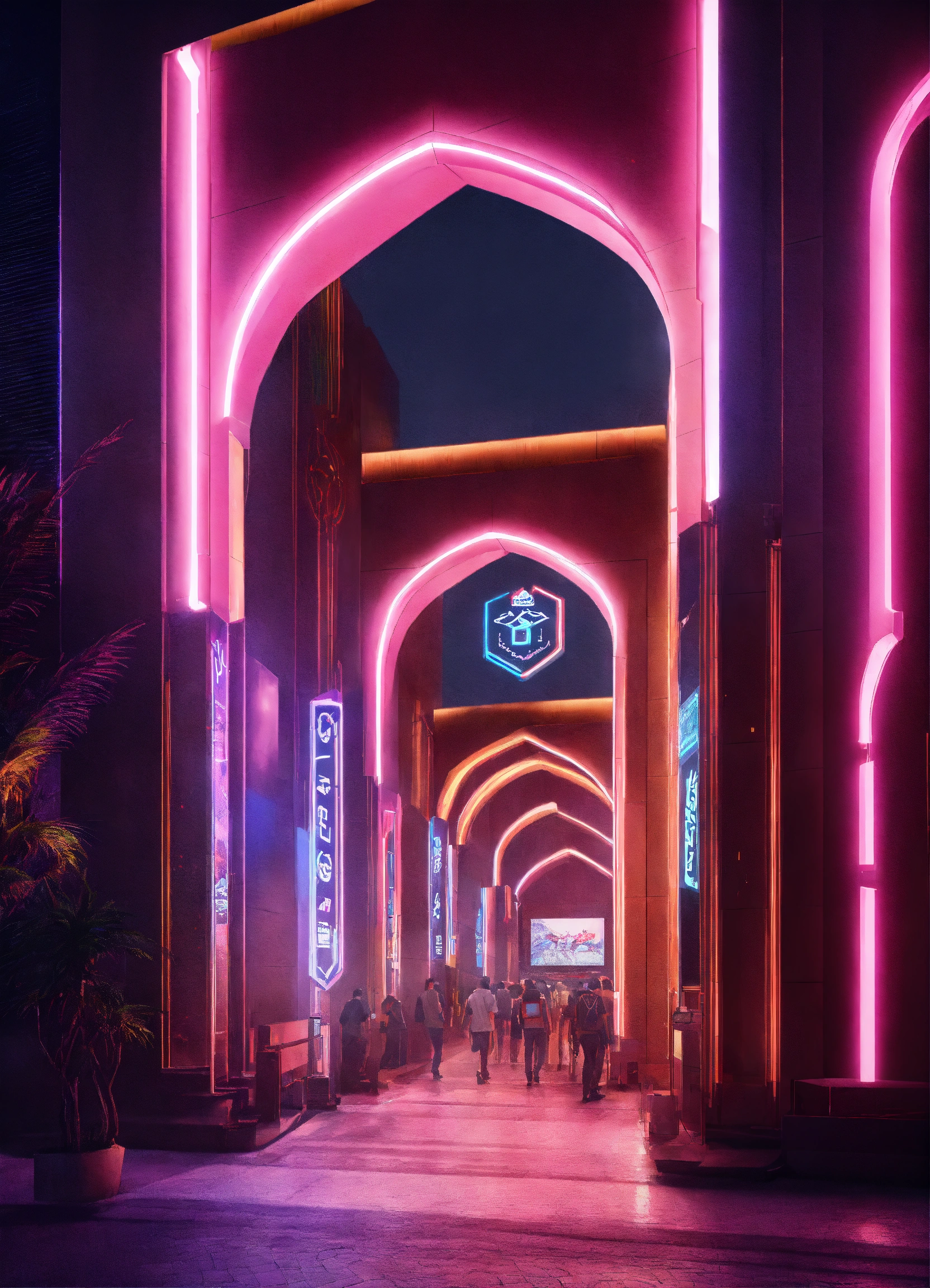 Lexica - Generate an image of the entrance of the esports venue ...