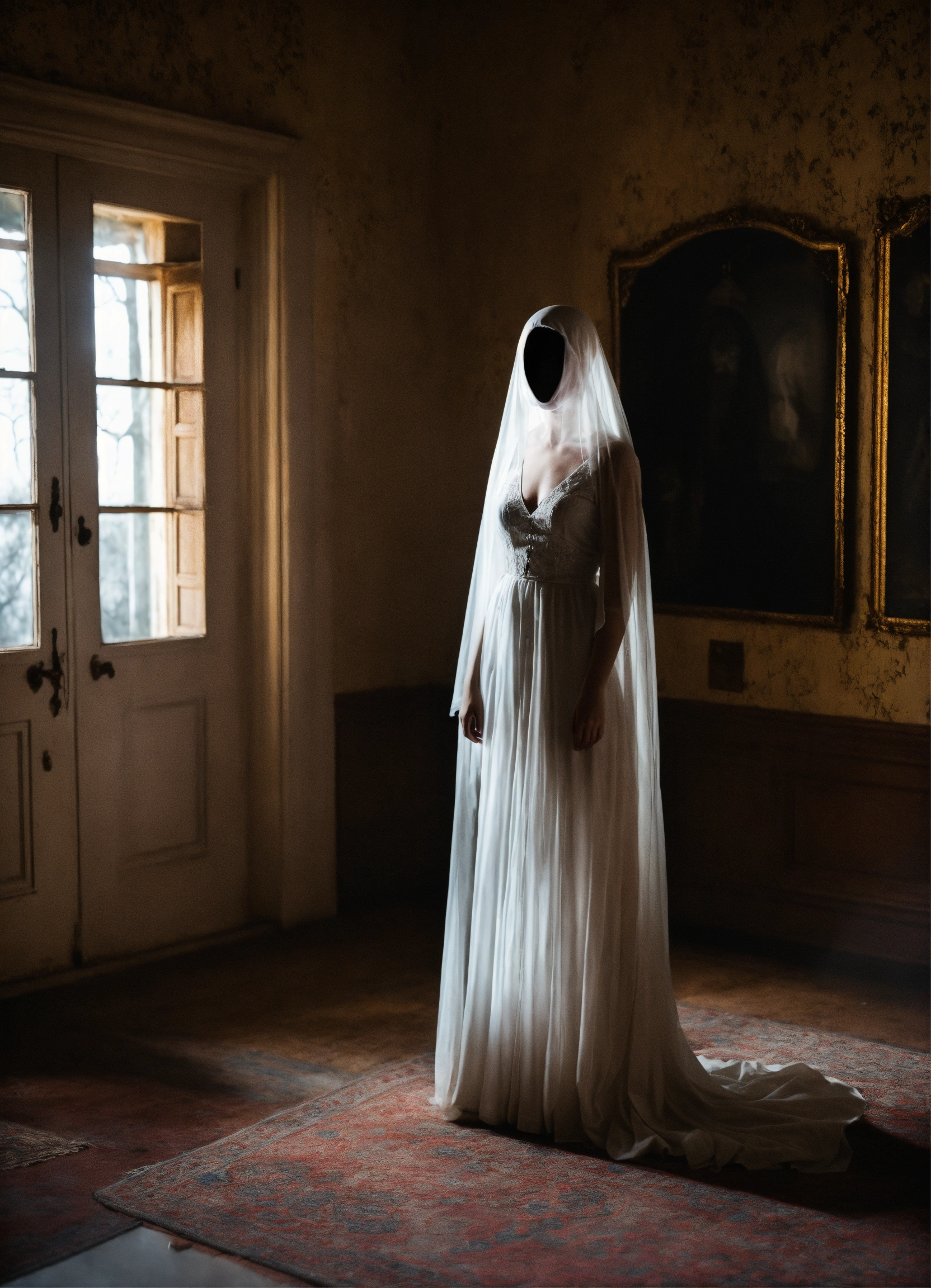 Lexica - WOMEN GHOST WITH NO EYES AT ALL IN SPOOKY MANSION