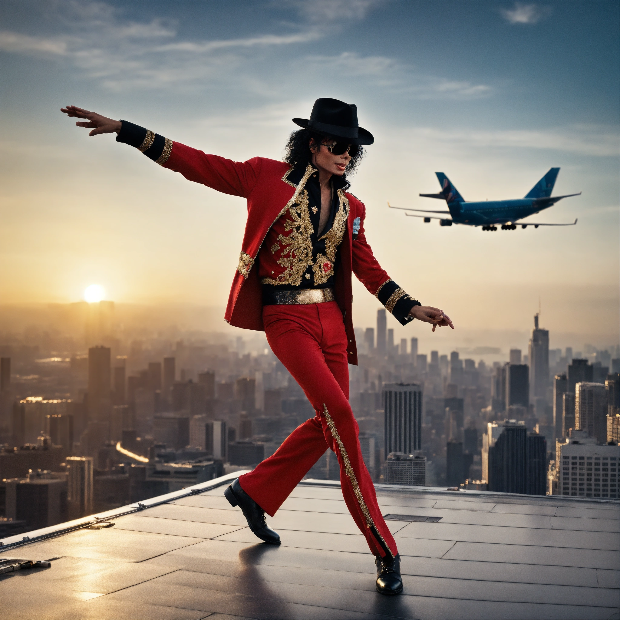Lexica - Michael Jackson dancing on the roof of a skyscraper, 747 ...