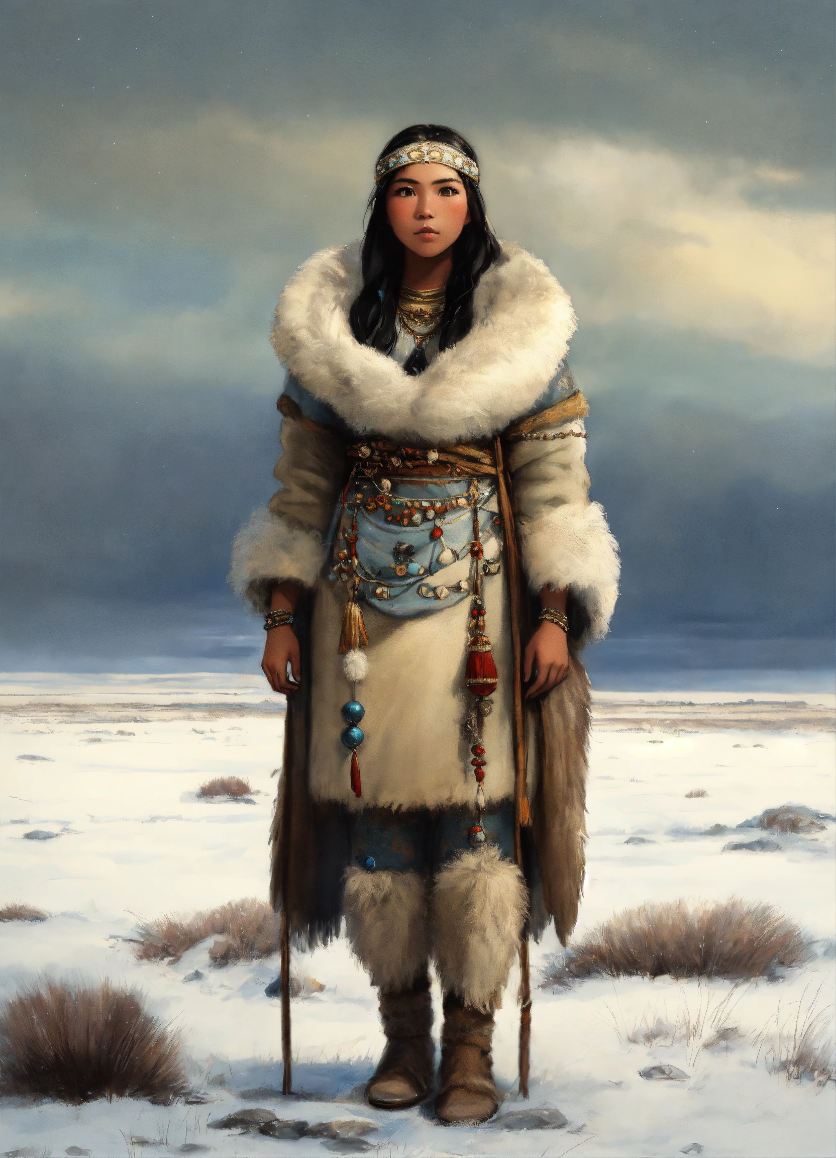 Lexica - Full body Illustration by Tom Björklung an inuit woman, young ...