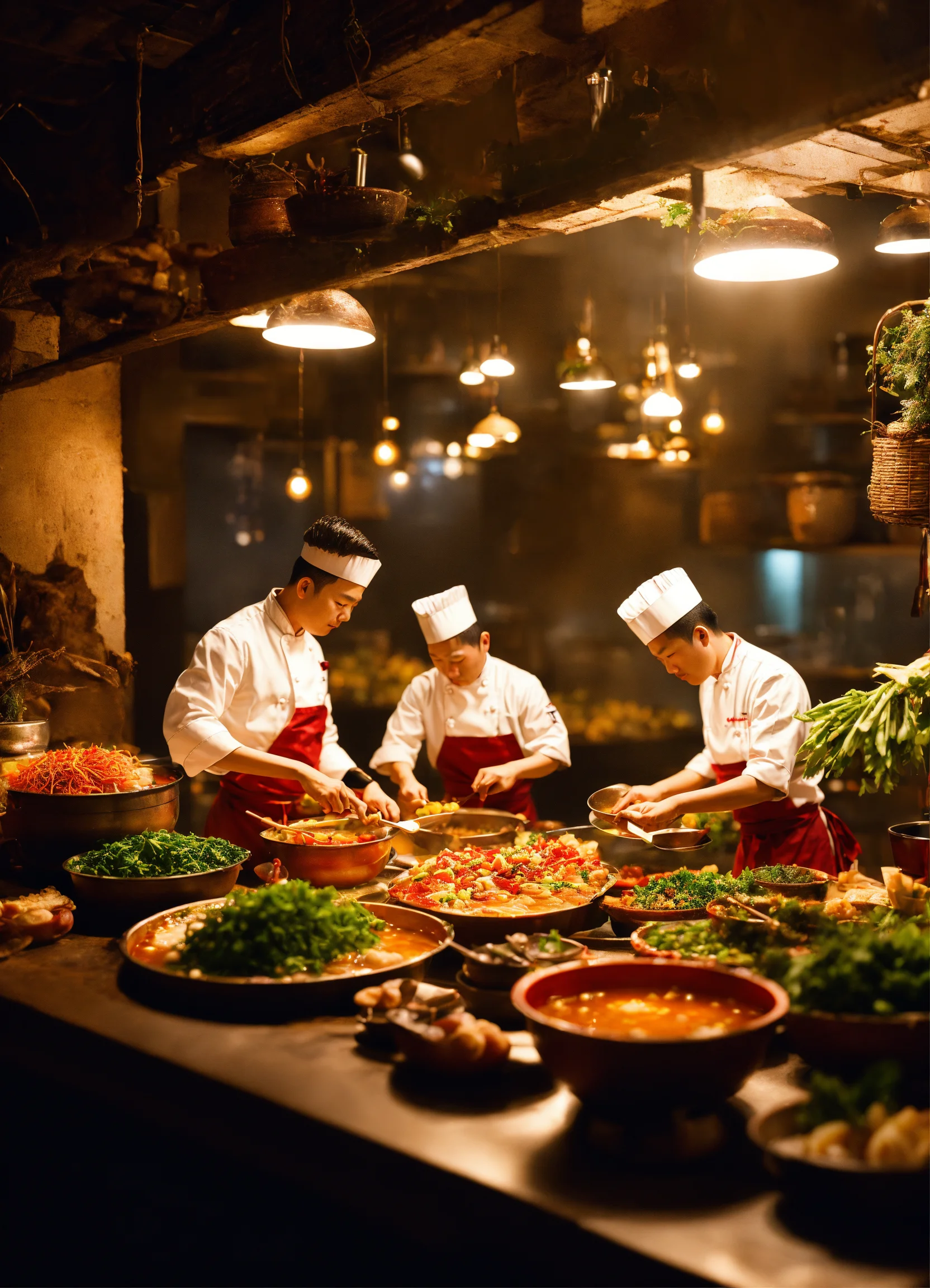 Lexica - Miniature harvest scene, Sichuan hotpot restaurant chefs ...