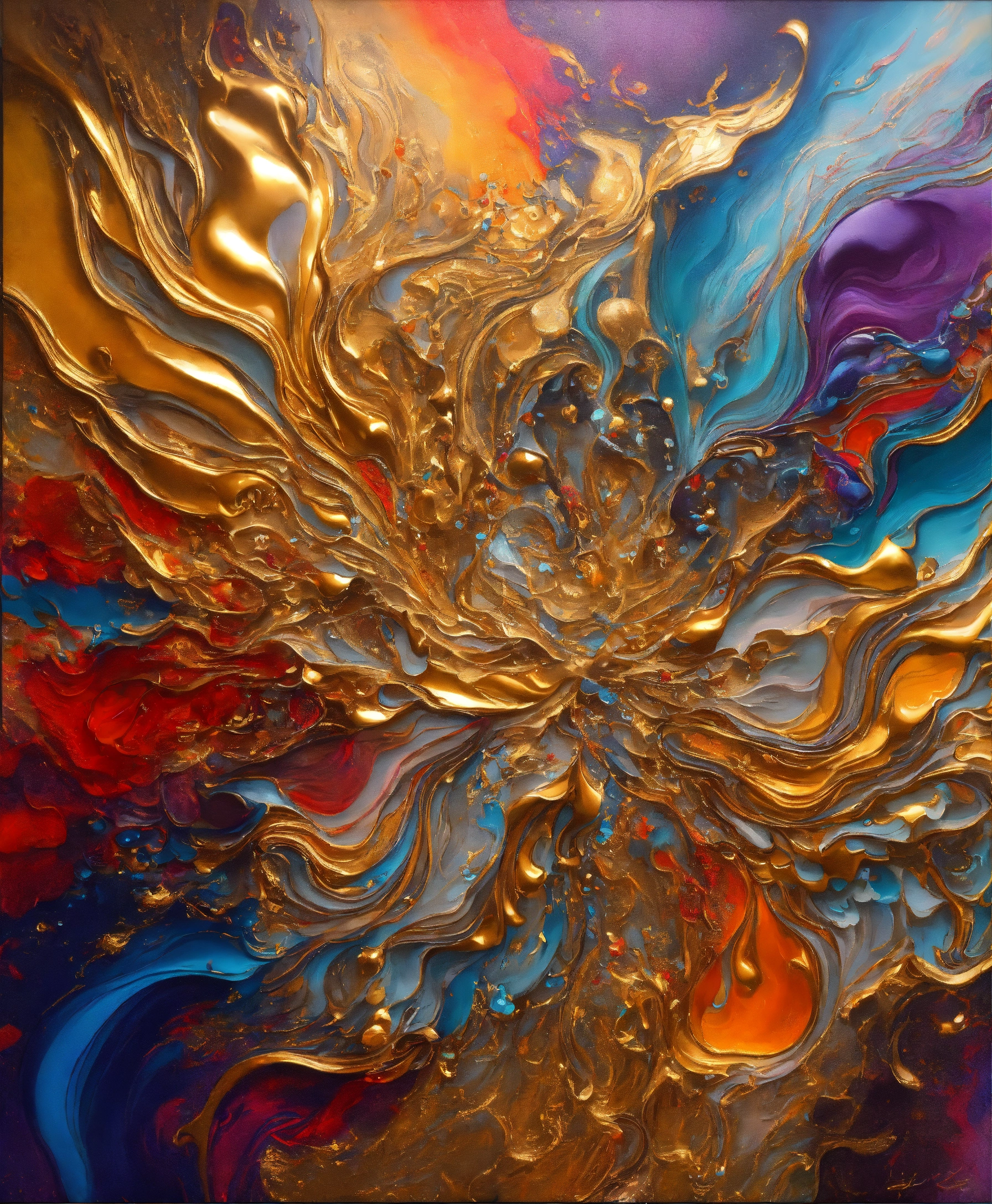 Lexica - Colorful abstract painting oil and water complex complicated ...