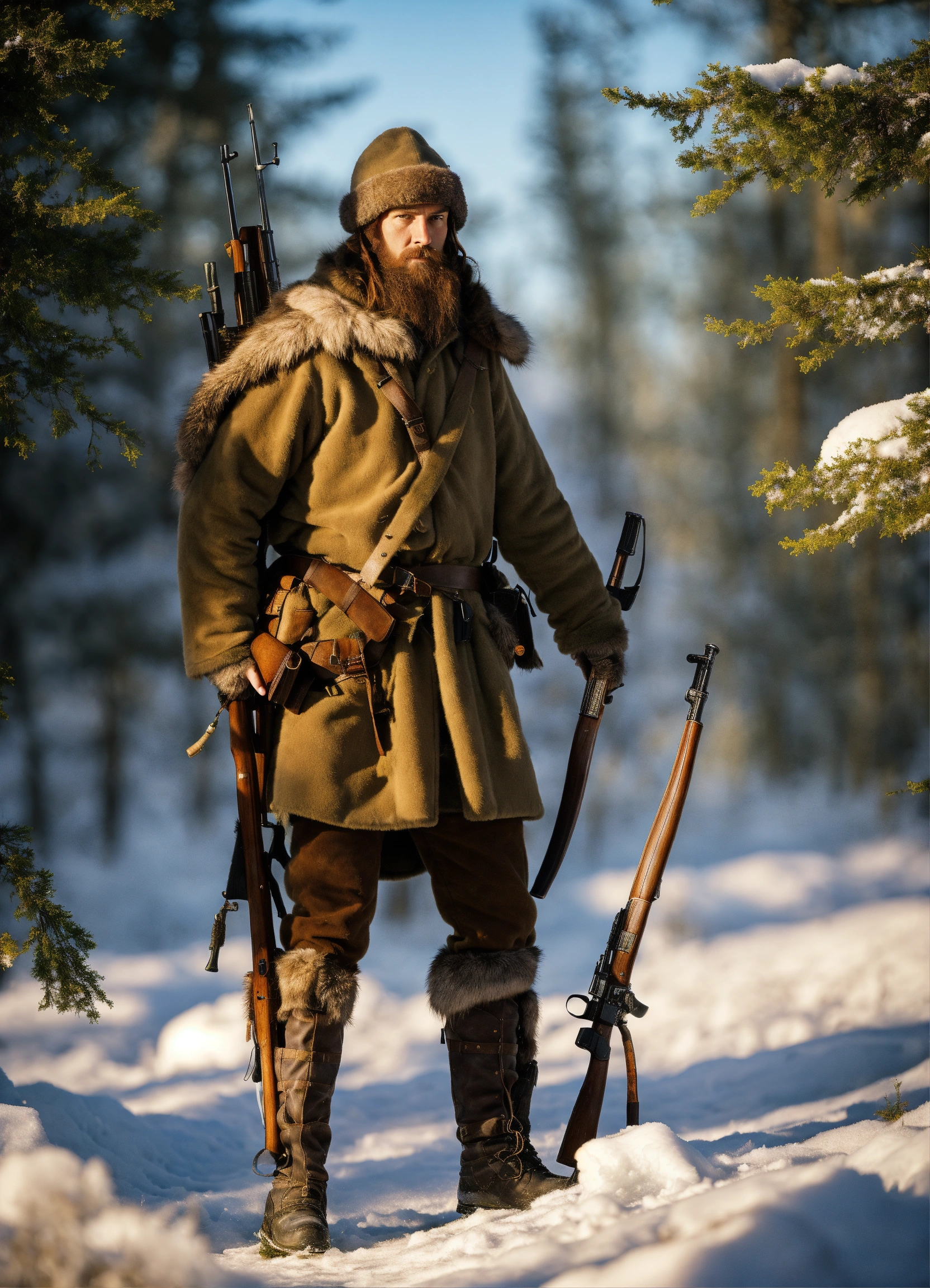 Lexica - Anglo saxon hunter with a rifle in an arctic forest