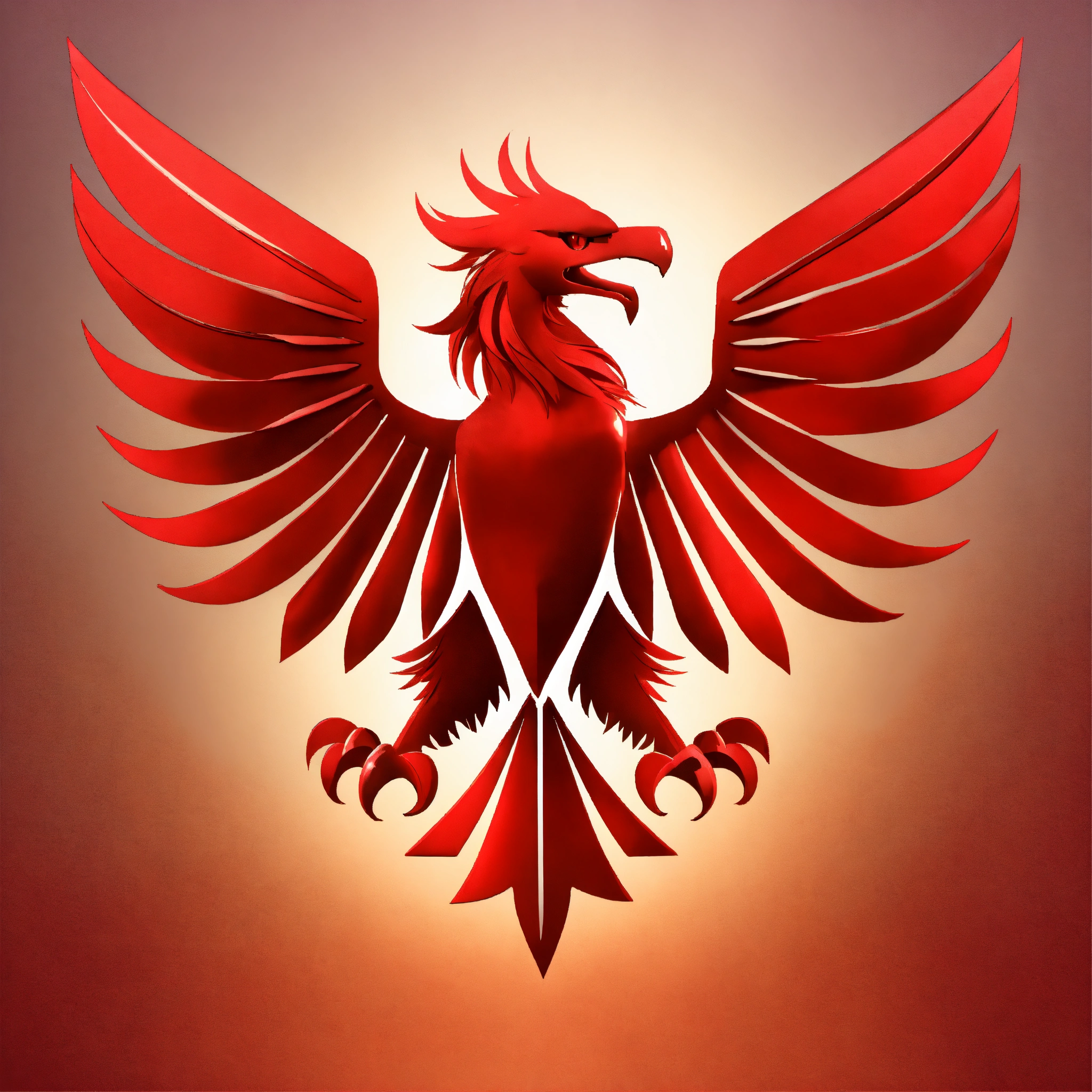 Lexica - Simple griffon symbol logo, rich red to bright red gradient, 8k 3d