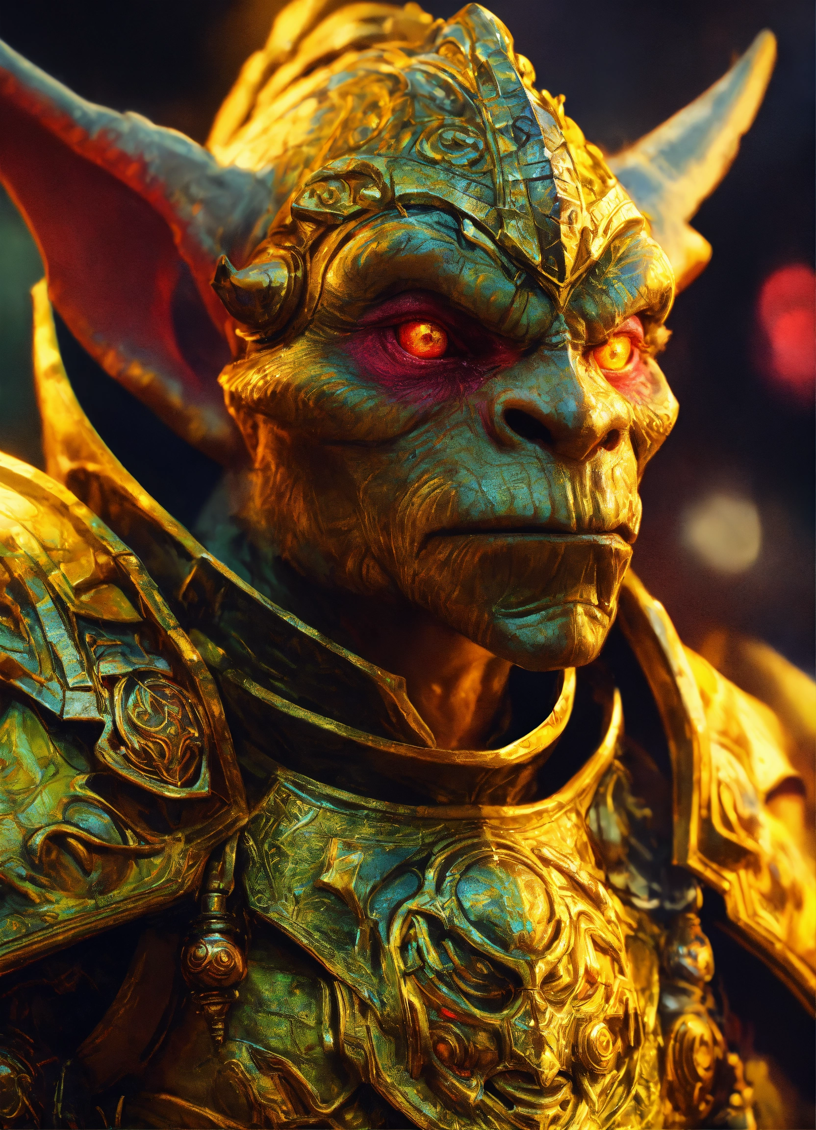 Lexica - A colorful portrait of a goblin, A FIERCE goblin IN FULL ...
