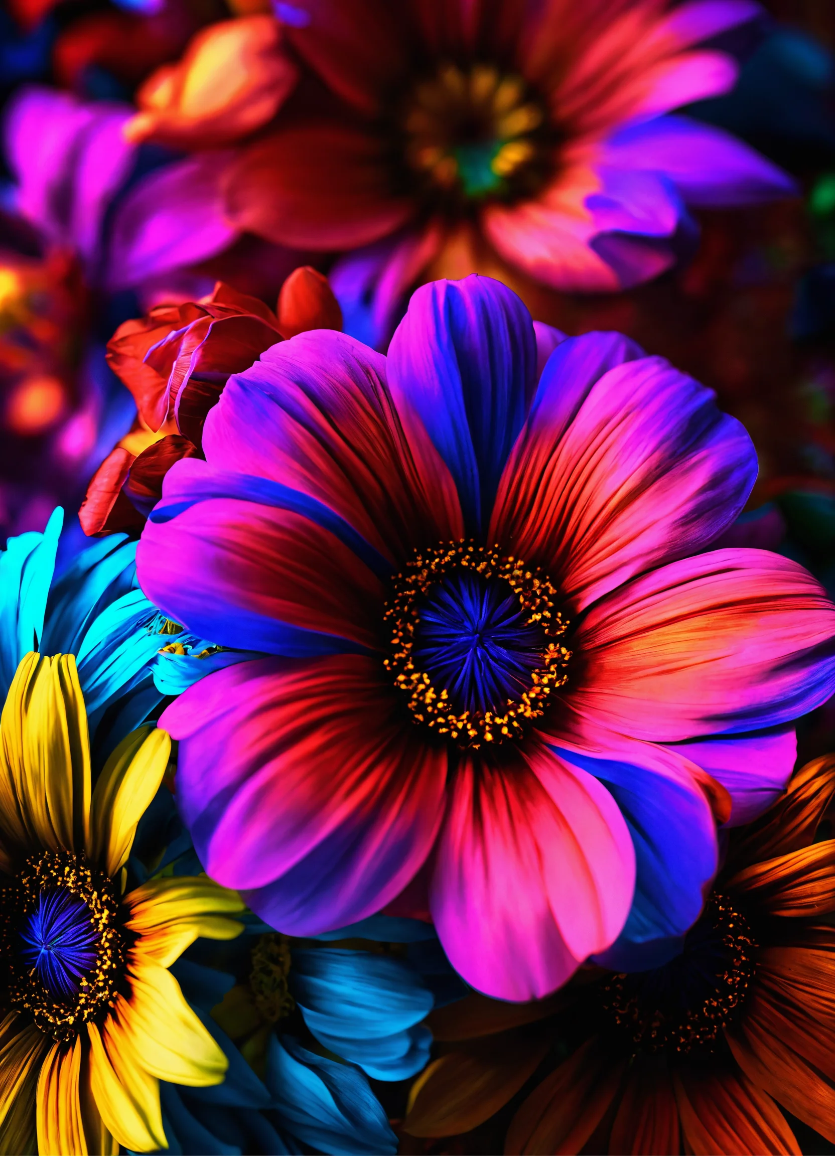Lexica - Flowers background, fluorescent flower,, colorfull , hippie ...