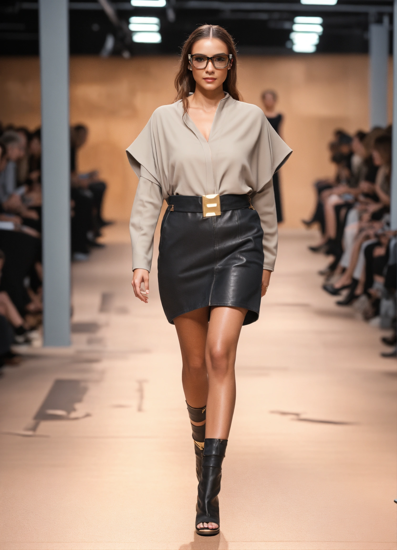 Lexica - 3d realistic photo of female nerd walking runway during ...