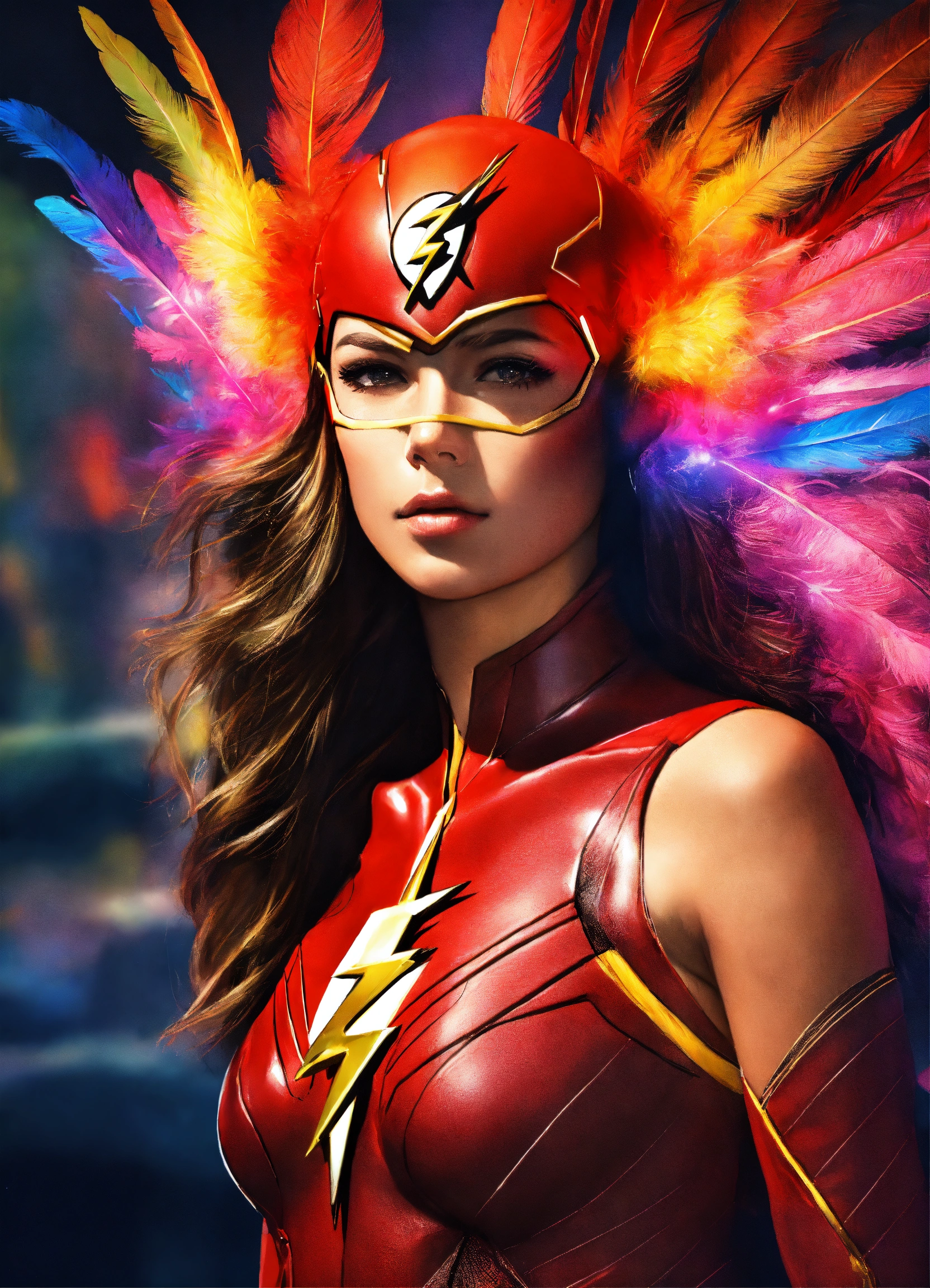 Lexica - Realistic, colorful portrait of a the flash-woman, beautiful ...