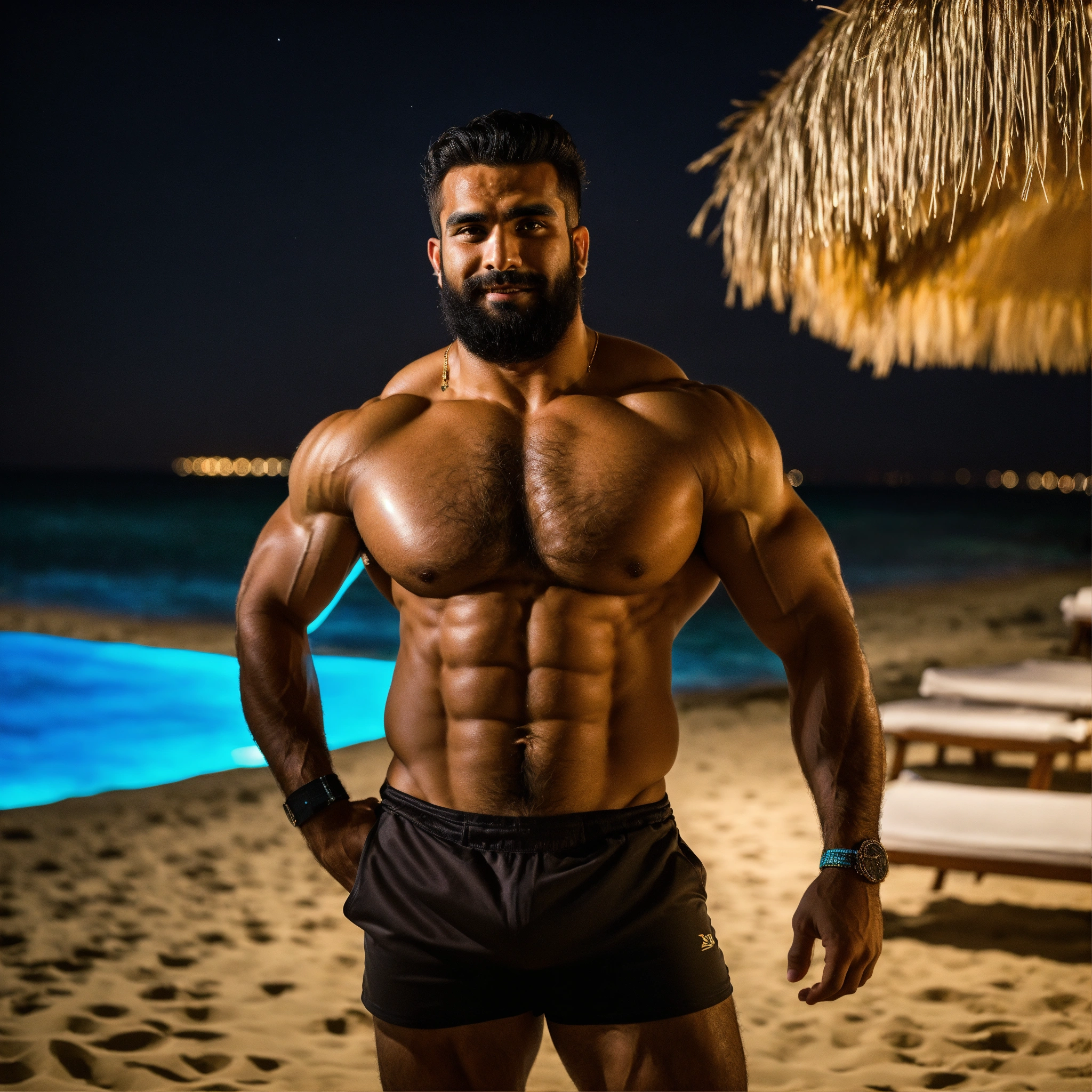 Lexica - 30-year-old hairy Omani man with big muscles, big bodybuilder ...