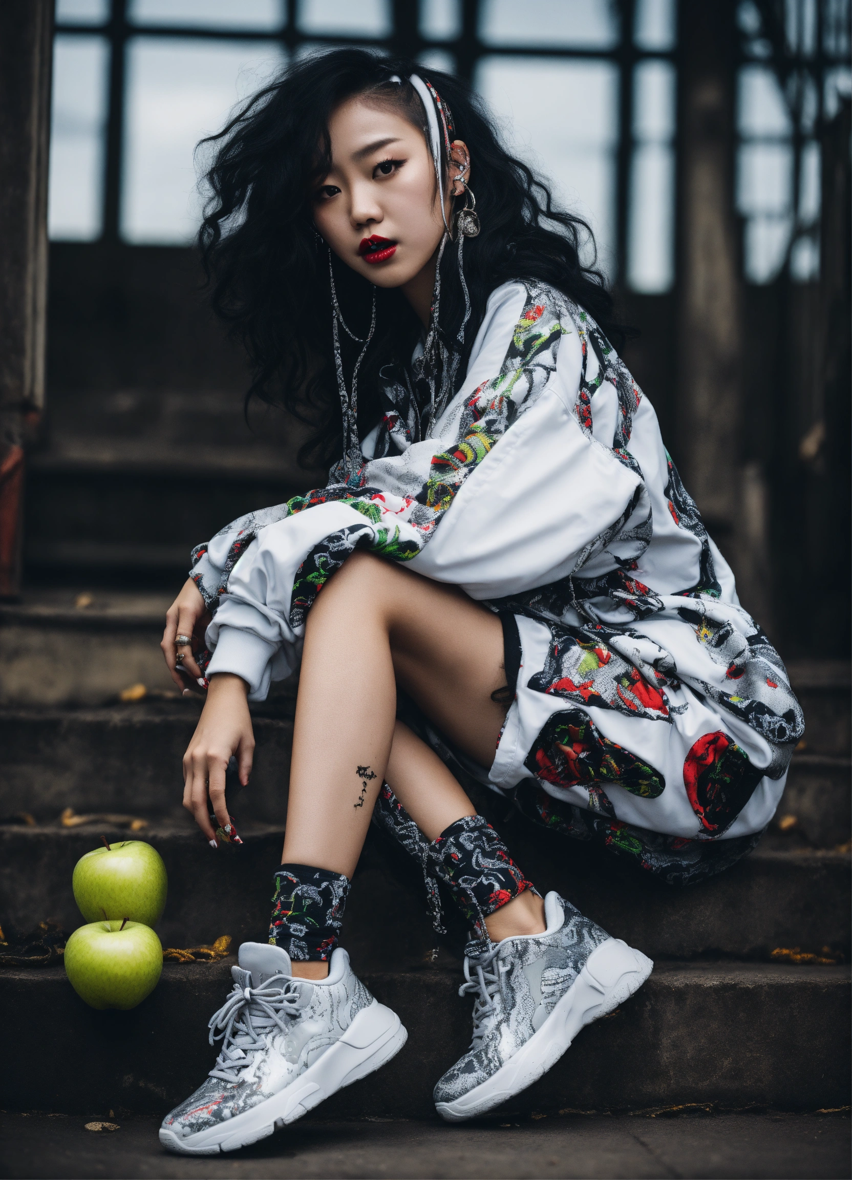 Lexica - Full body biracial korean female \vampire in hiphop streetwear ...