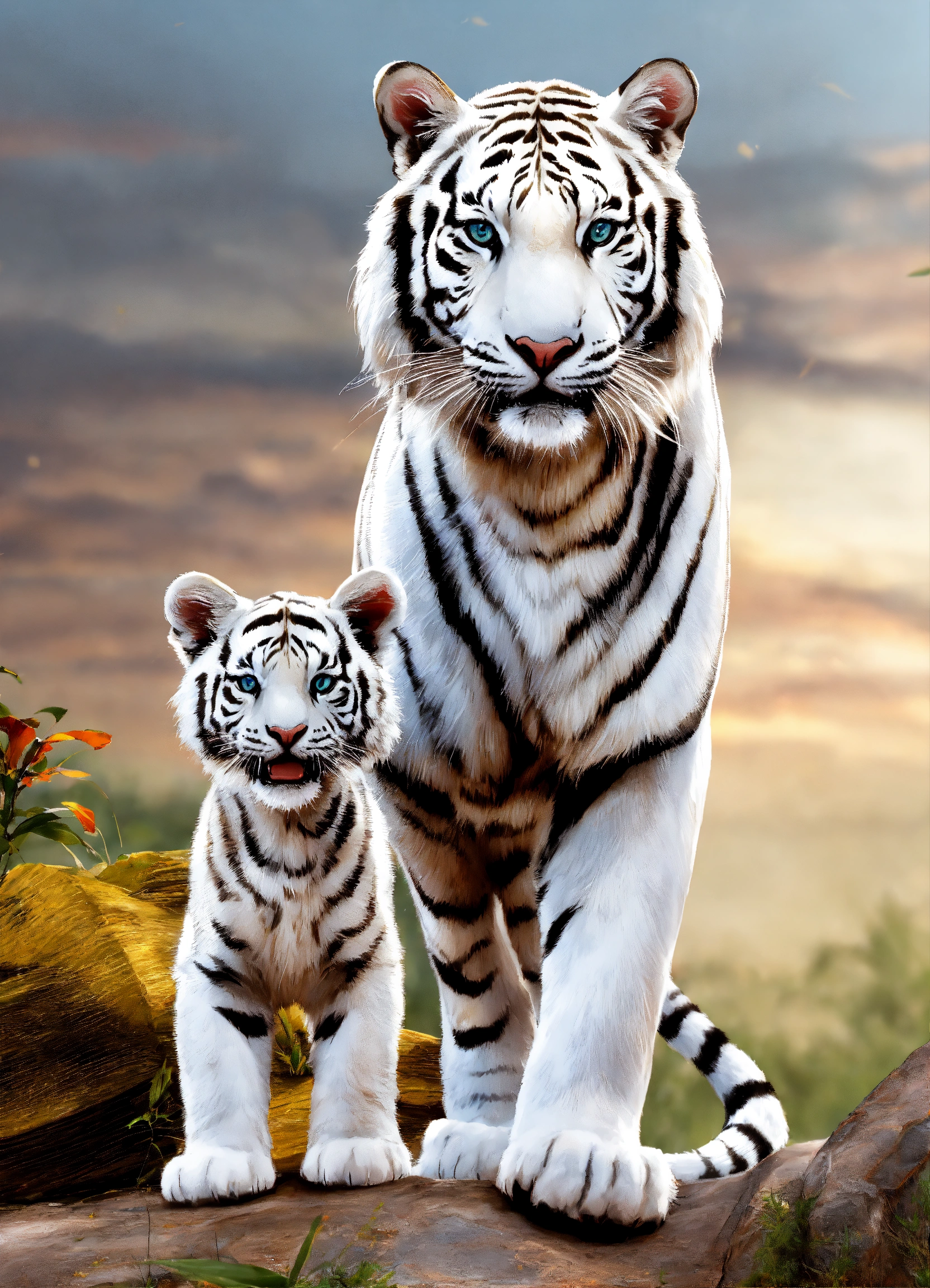Lexica - A White Bengal Tiger with its animated, the two very tender ...