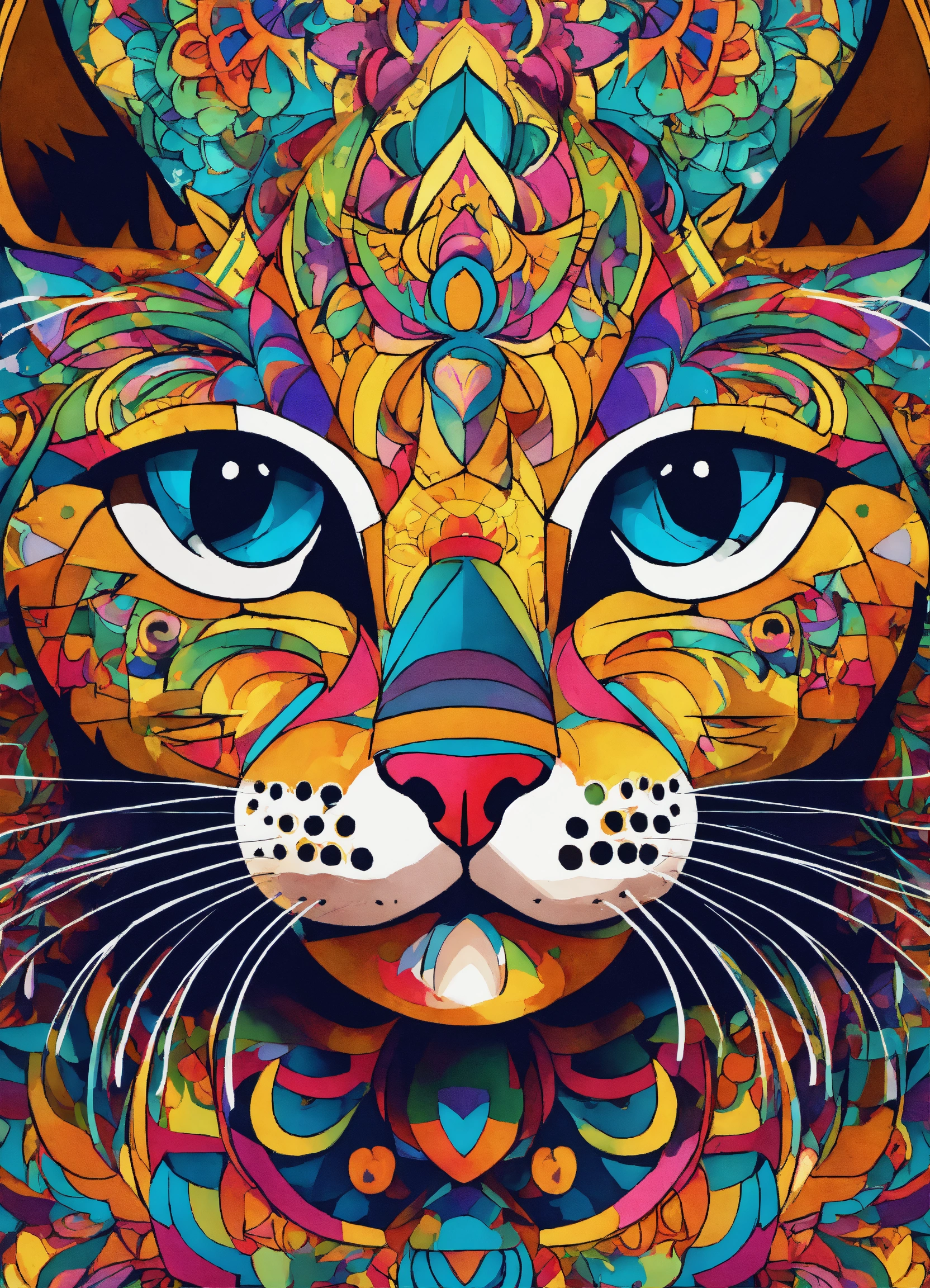 Lexica - Cat, multicolor, mandala body, mandala face (cover)