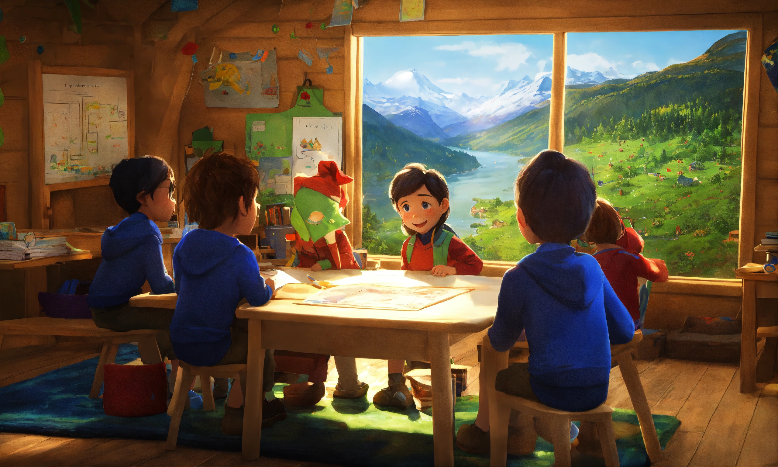 Lexica - A pixar animation, Create a heartwarming scene inside a cozy ...