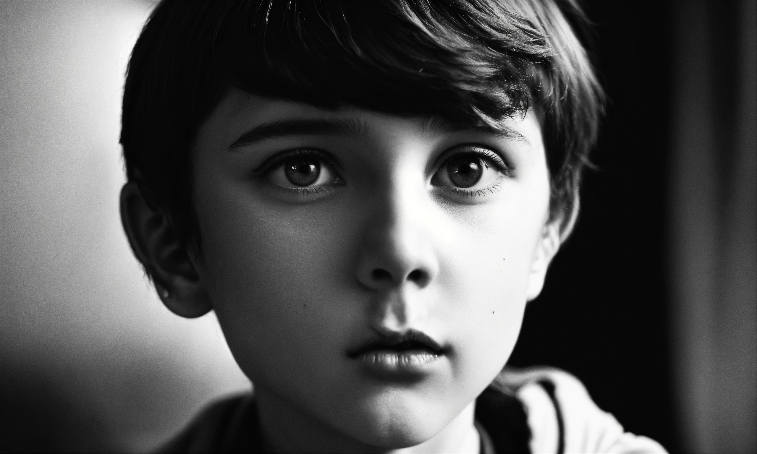 Lexica - Young boy with face of intent looking into camera, surrealism ...