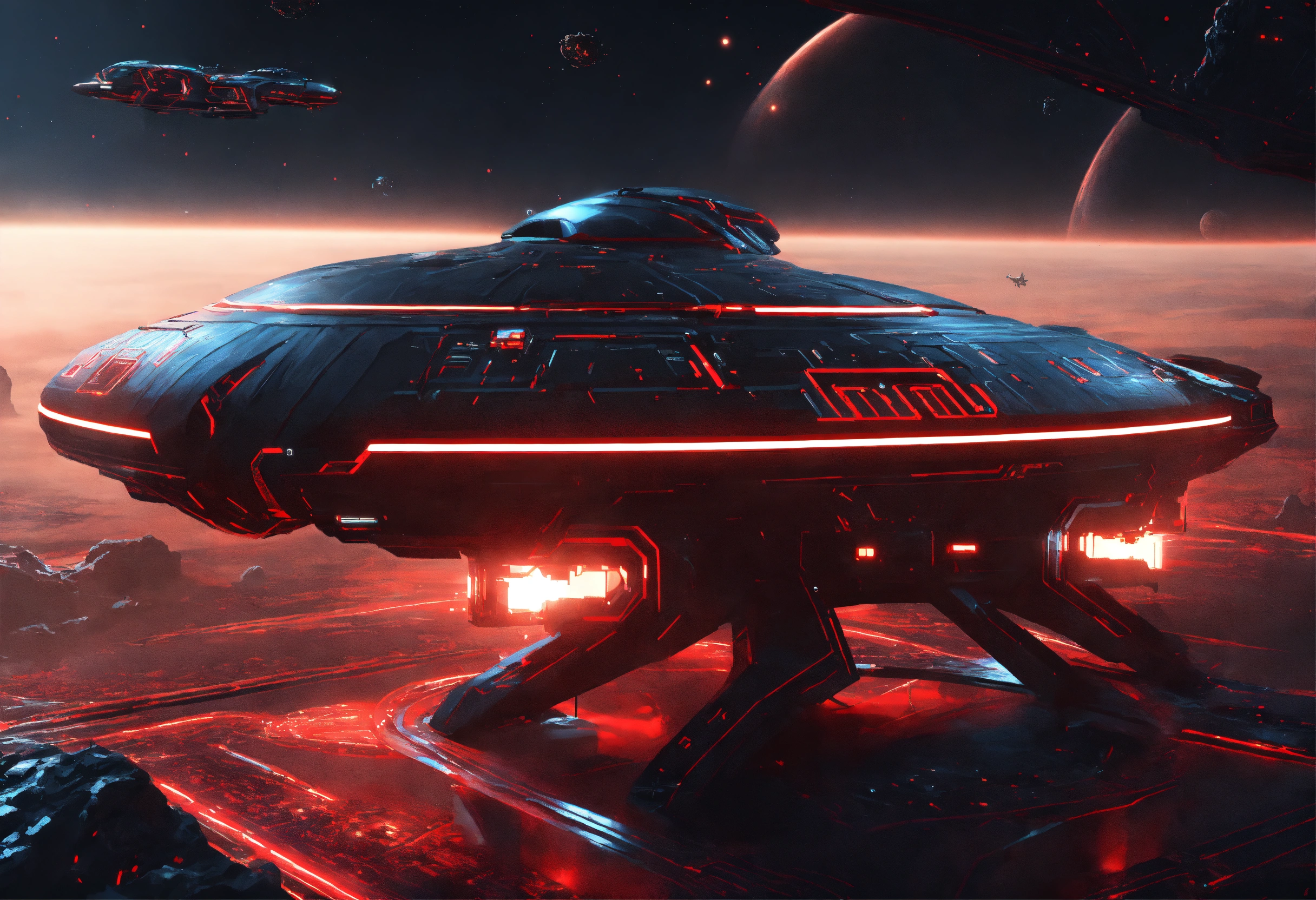 Lexica - Zoom out on fleet of long black organic insect like snake ...