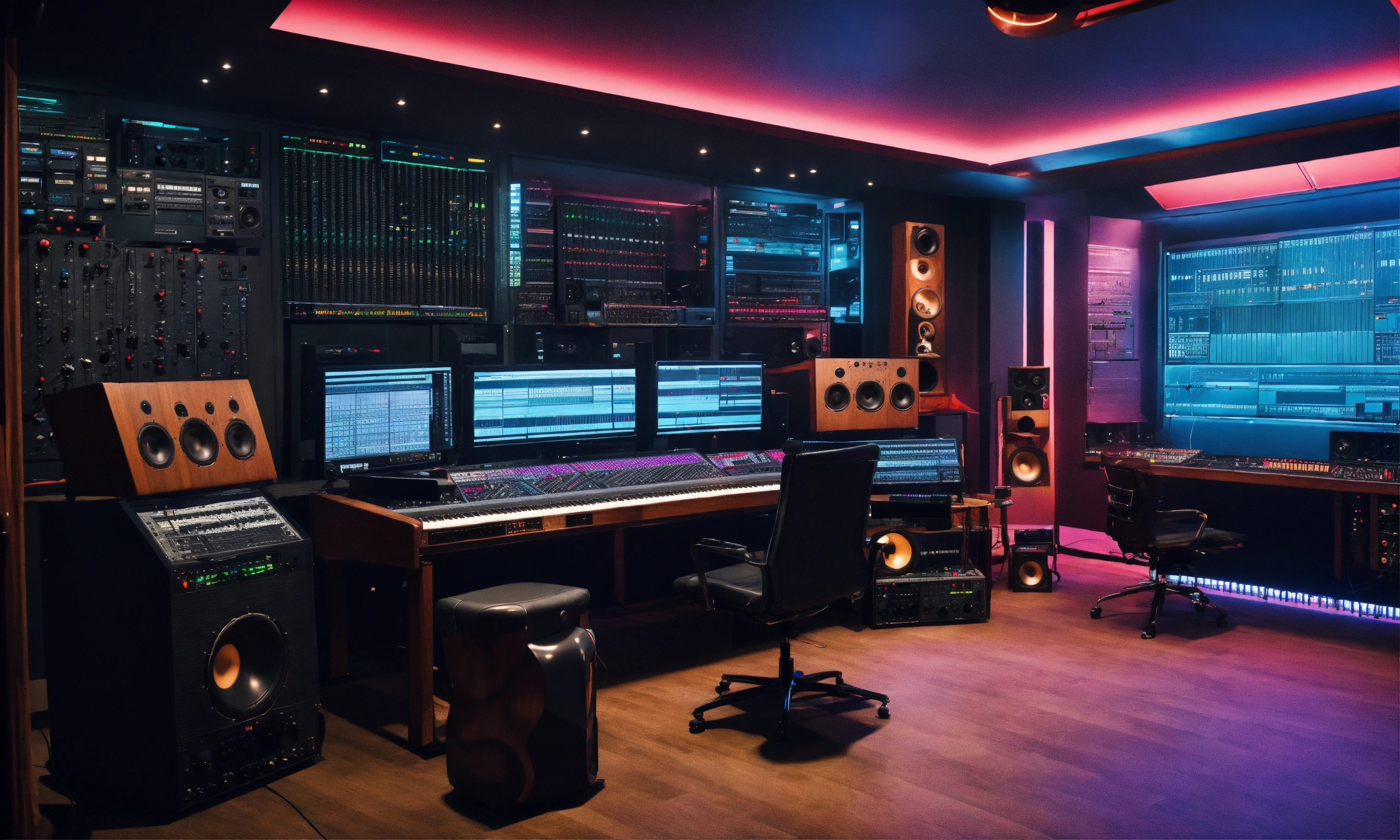 Lexica - Mega modern audio studio with noire blade runner detective ...