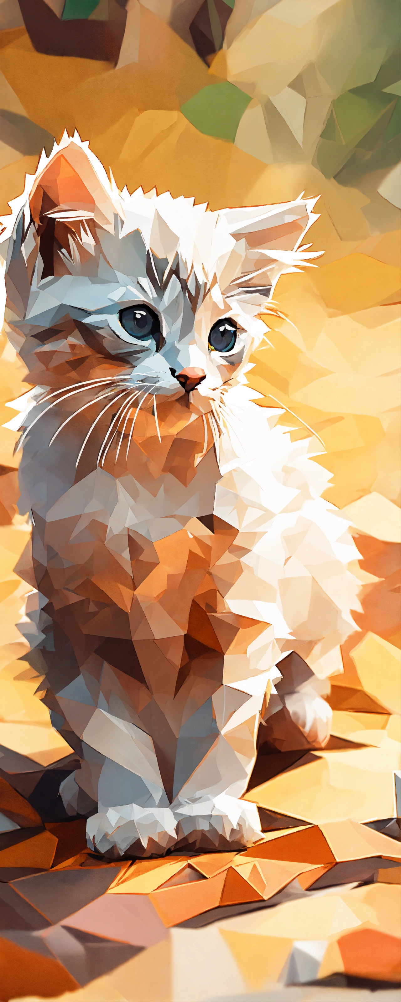 Lexica - Low poly quill art no color line drawing of a kitten with its ...