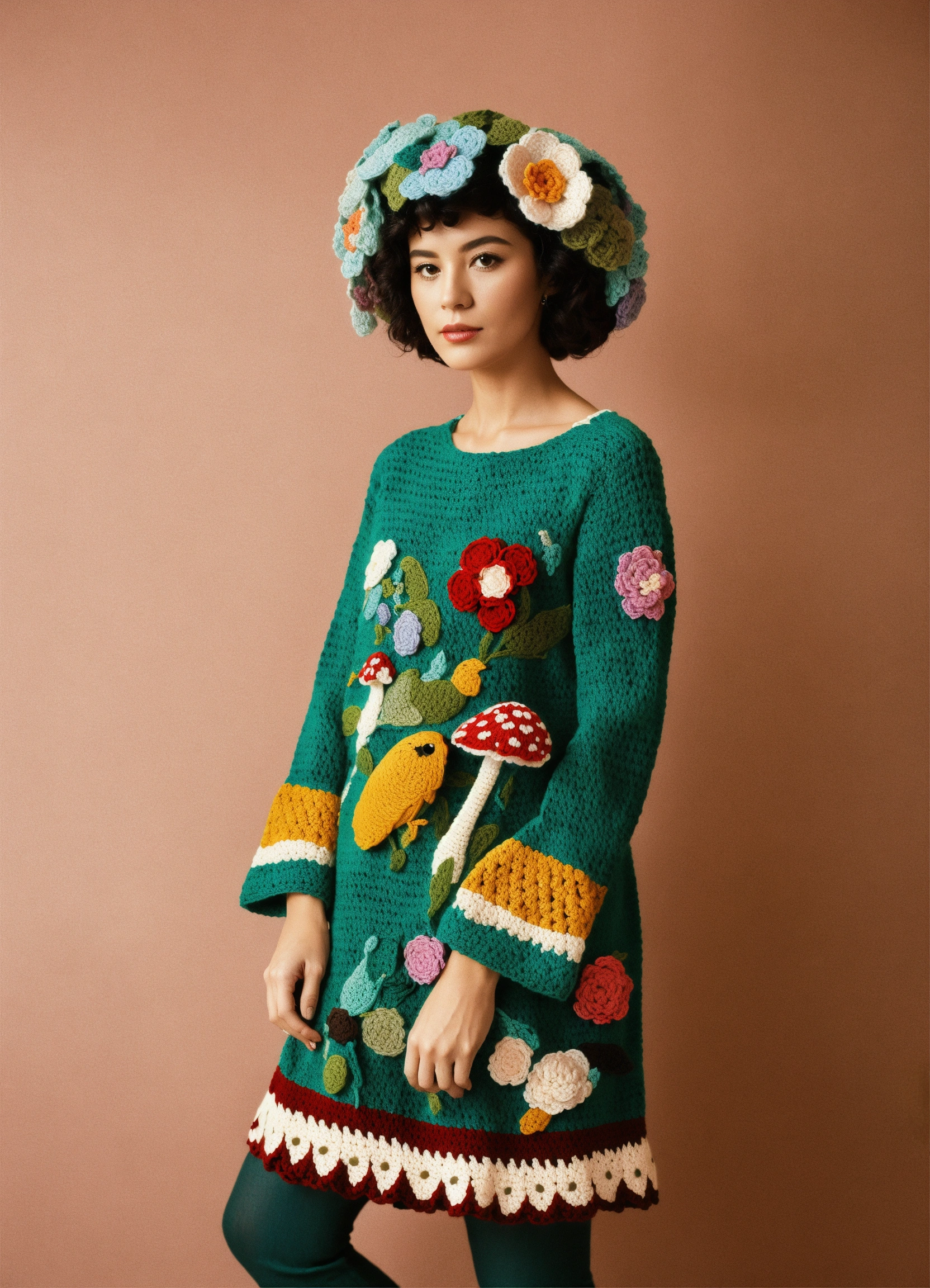 Lexica - Create clothes crocheted sweater dress collection with earthy ...