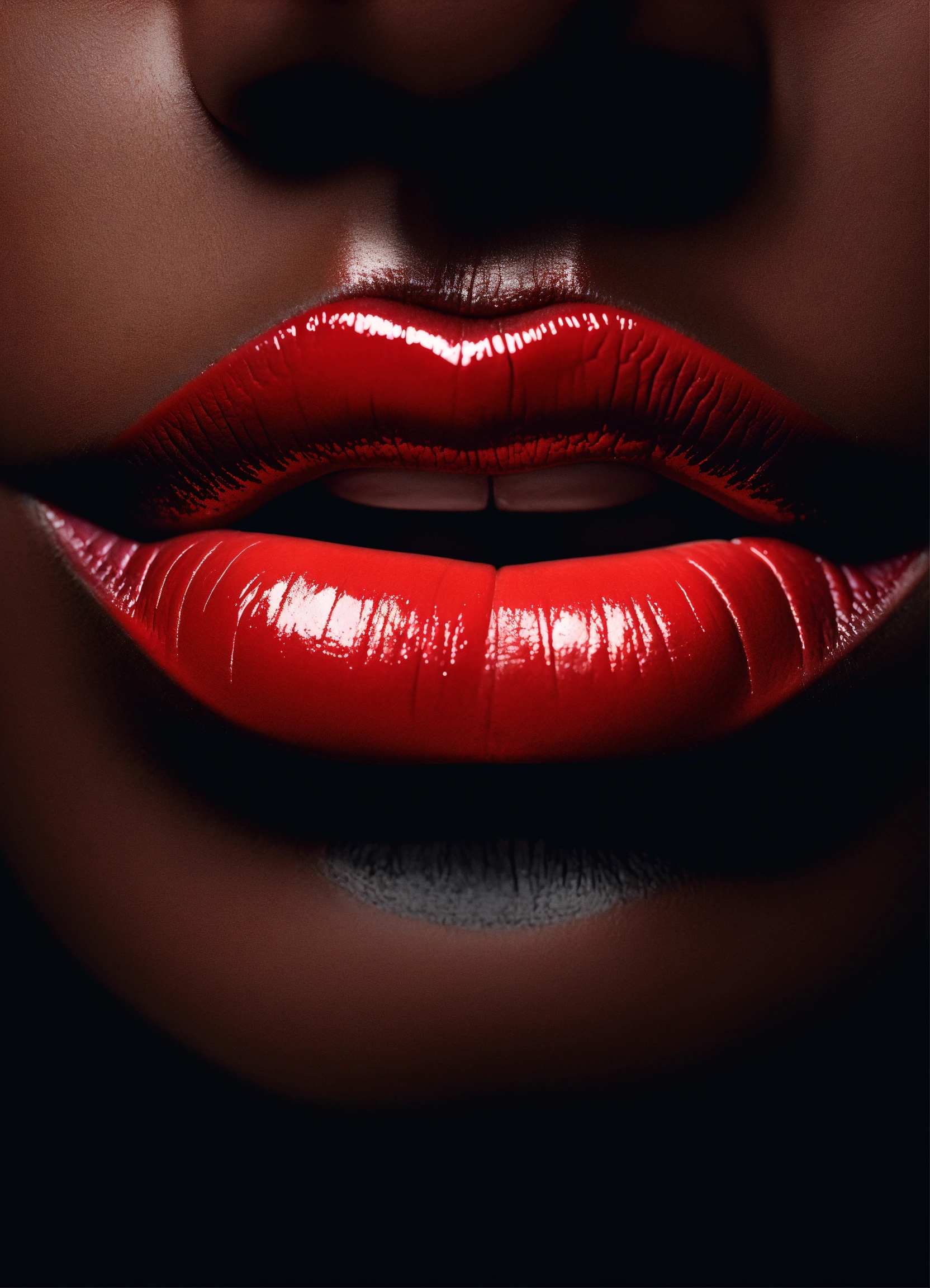Lexica - A pair of huge female lips open, red lipstick, with a black ...