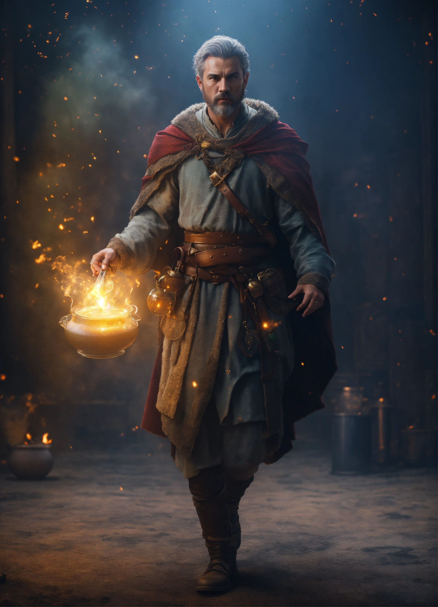Lexica - A realistic full body portrait of a medival male sage, magic ...