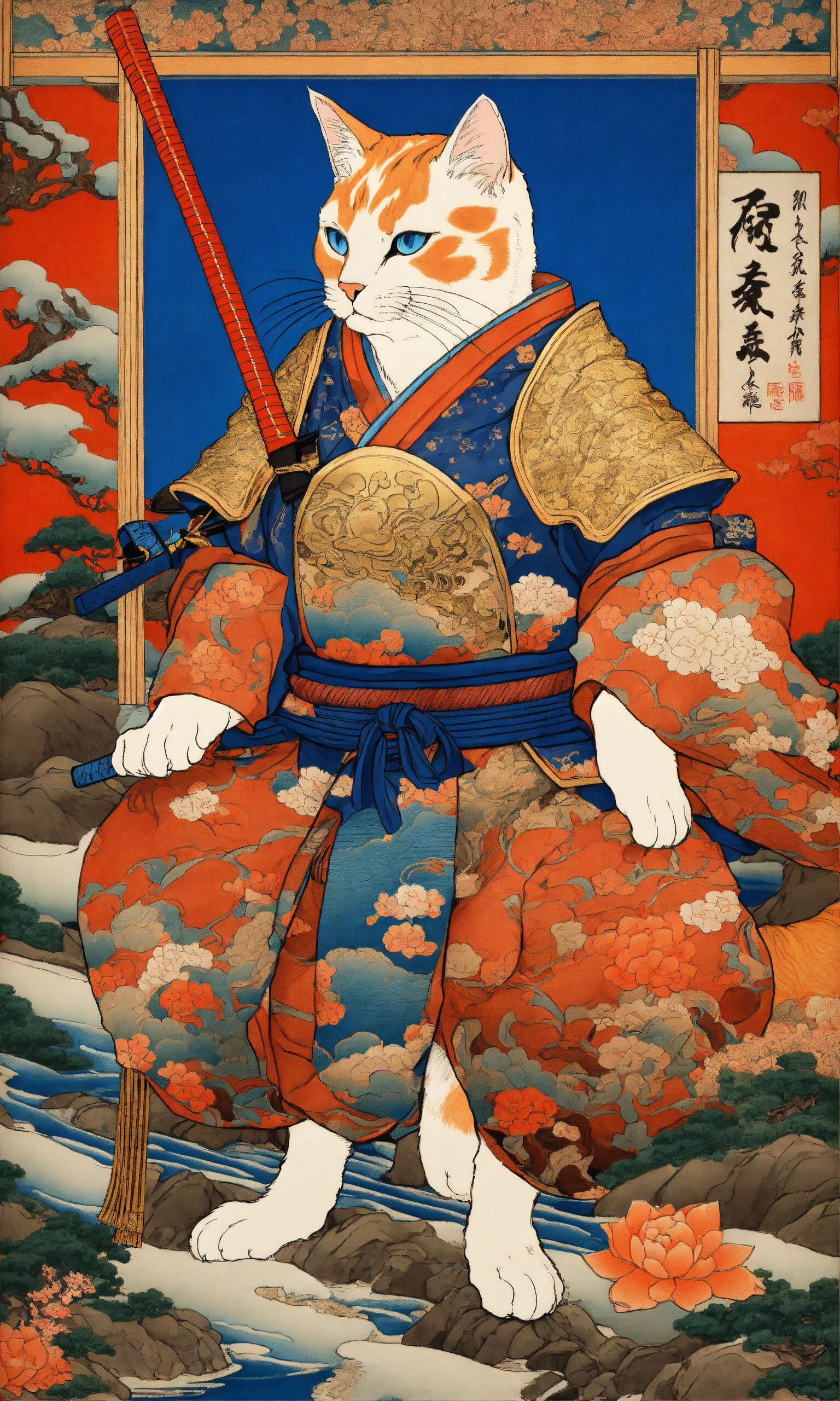 Lexica - Flame point Siamese samurai cat, blue eyes, cat warrior ...