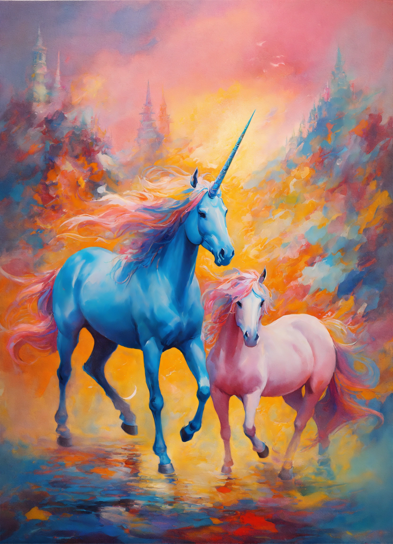 Lexica - Abstract Marc Franz painting Unicorns