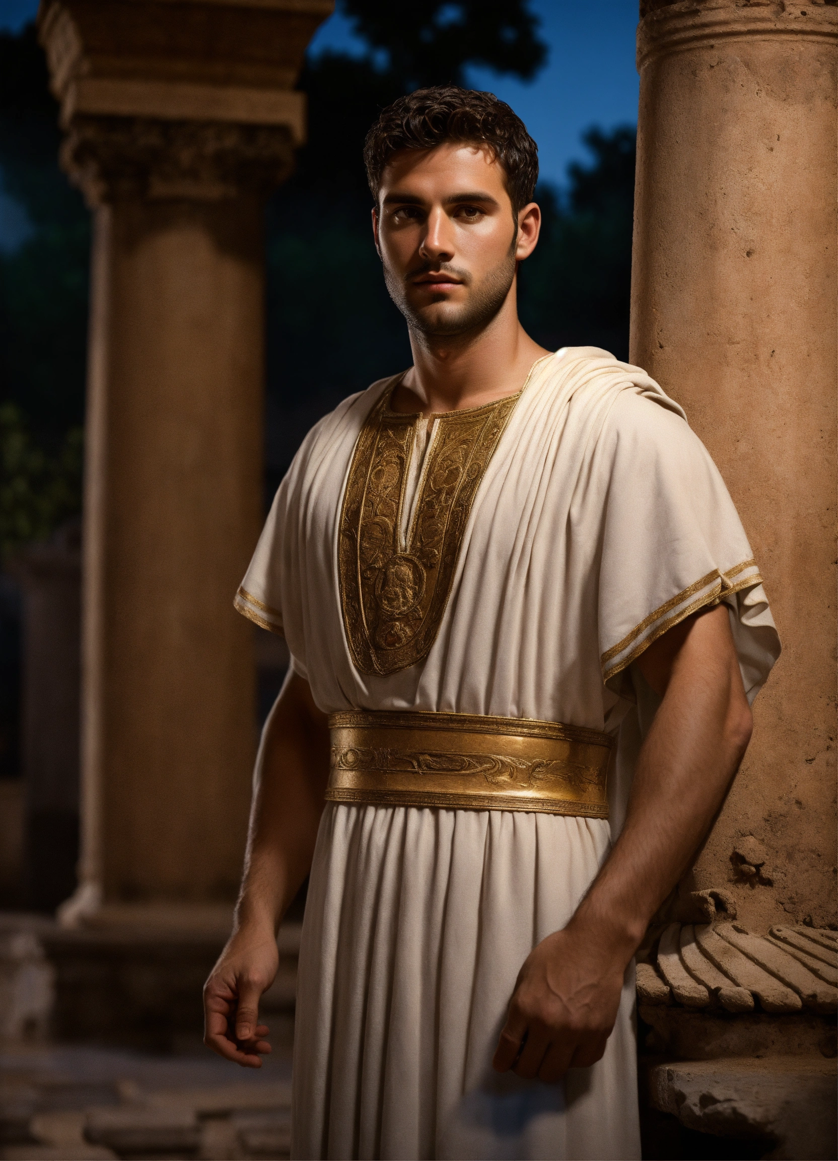 Lexica - A young rich handsome roman man wearing a light-colored tunic ...