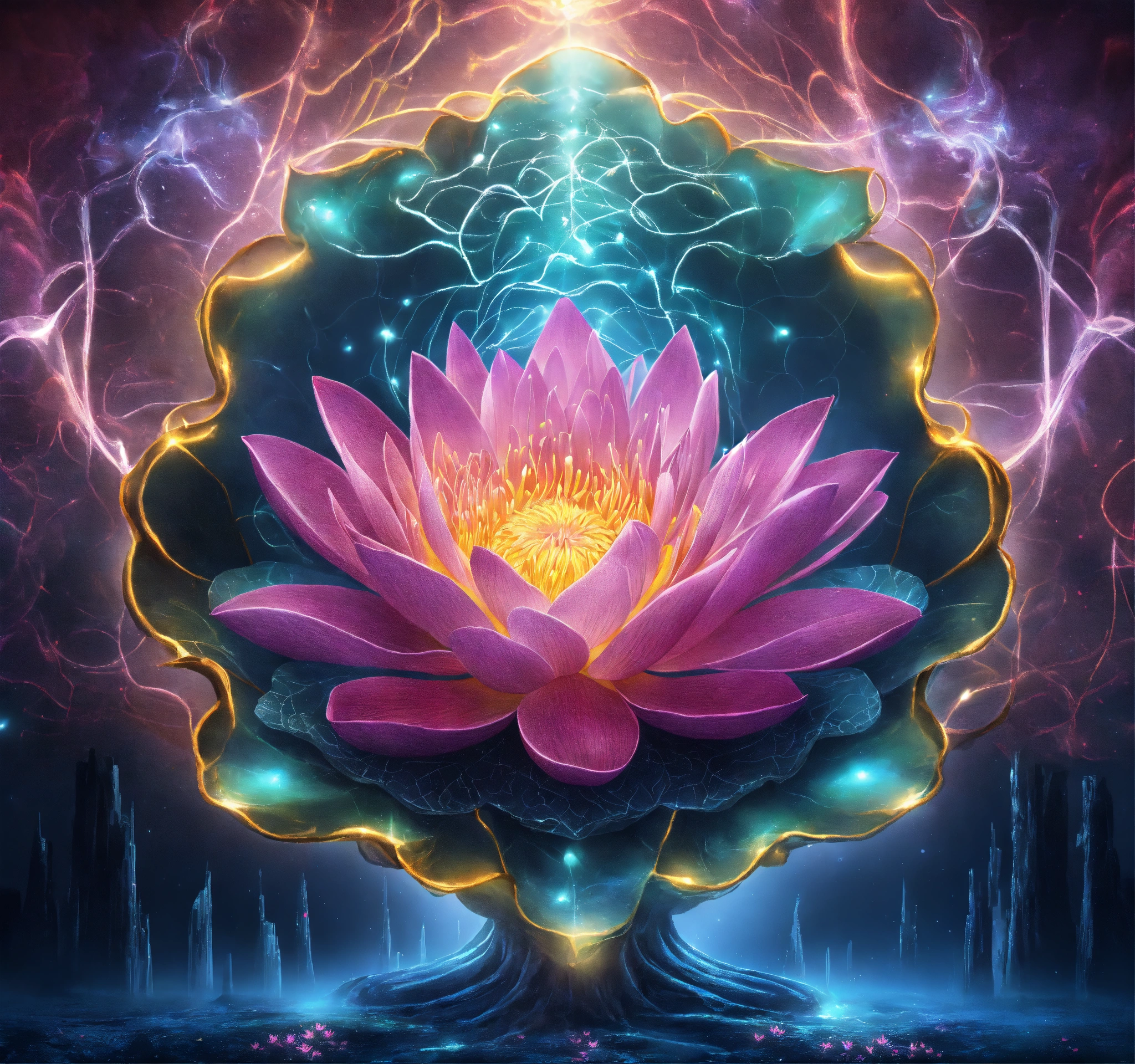 Lexica - Brain with a mesmerizing mystic lotus in it.