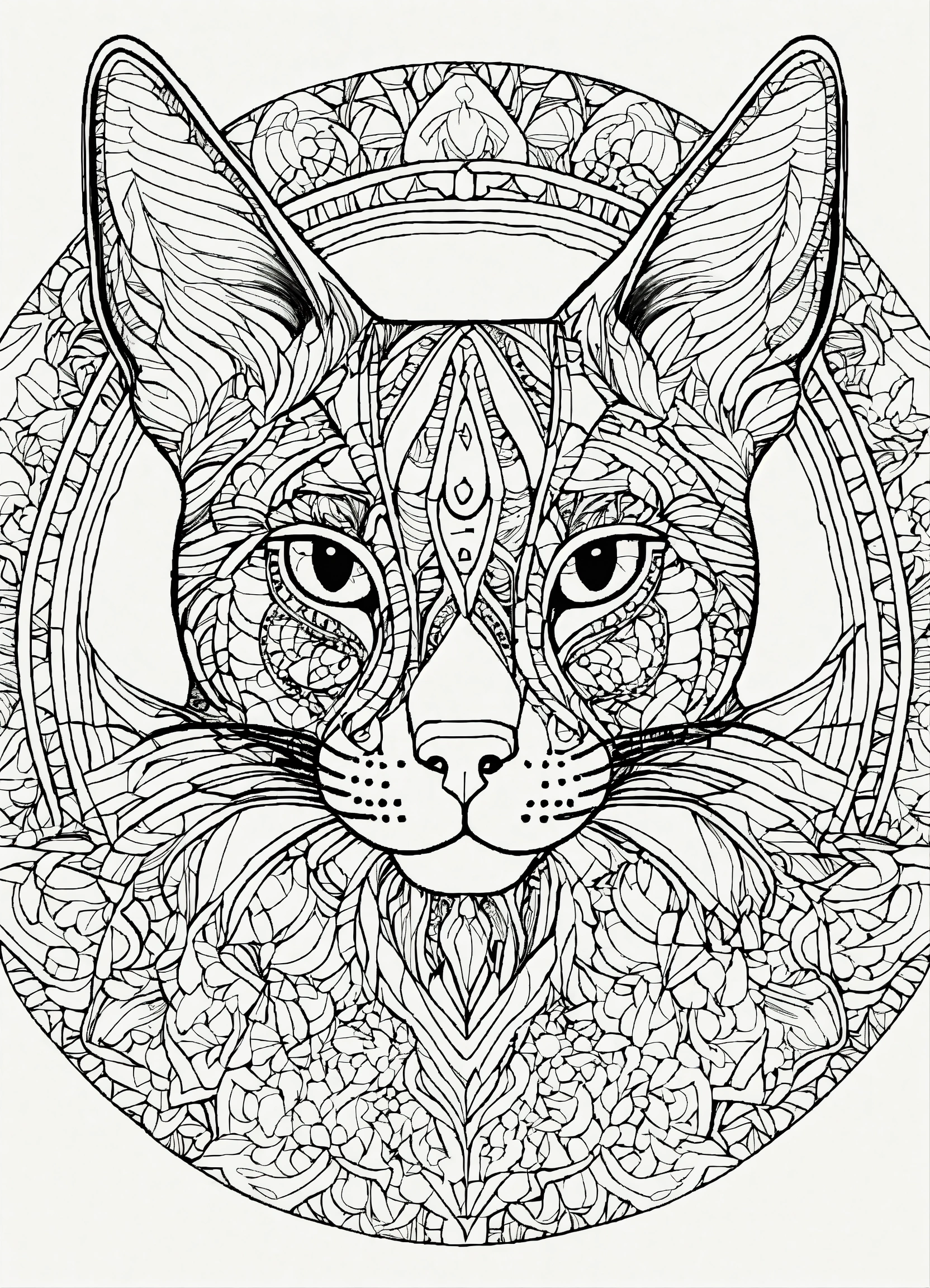Lexica - Coloring page for adults, bold lines, dark lines, mandala ...
