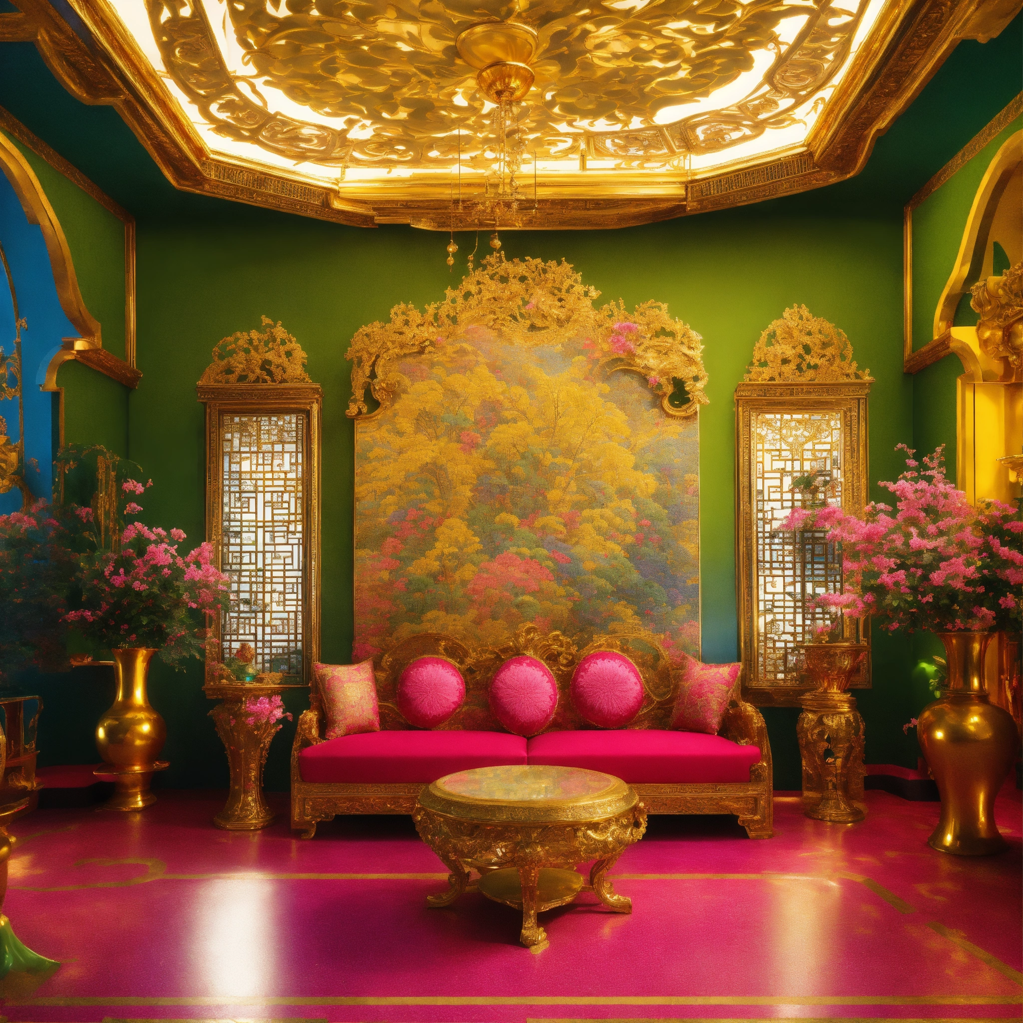 Lexica - Futuristic beautiful Chinese palace interior sitting room ...