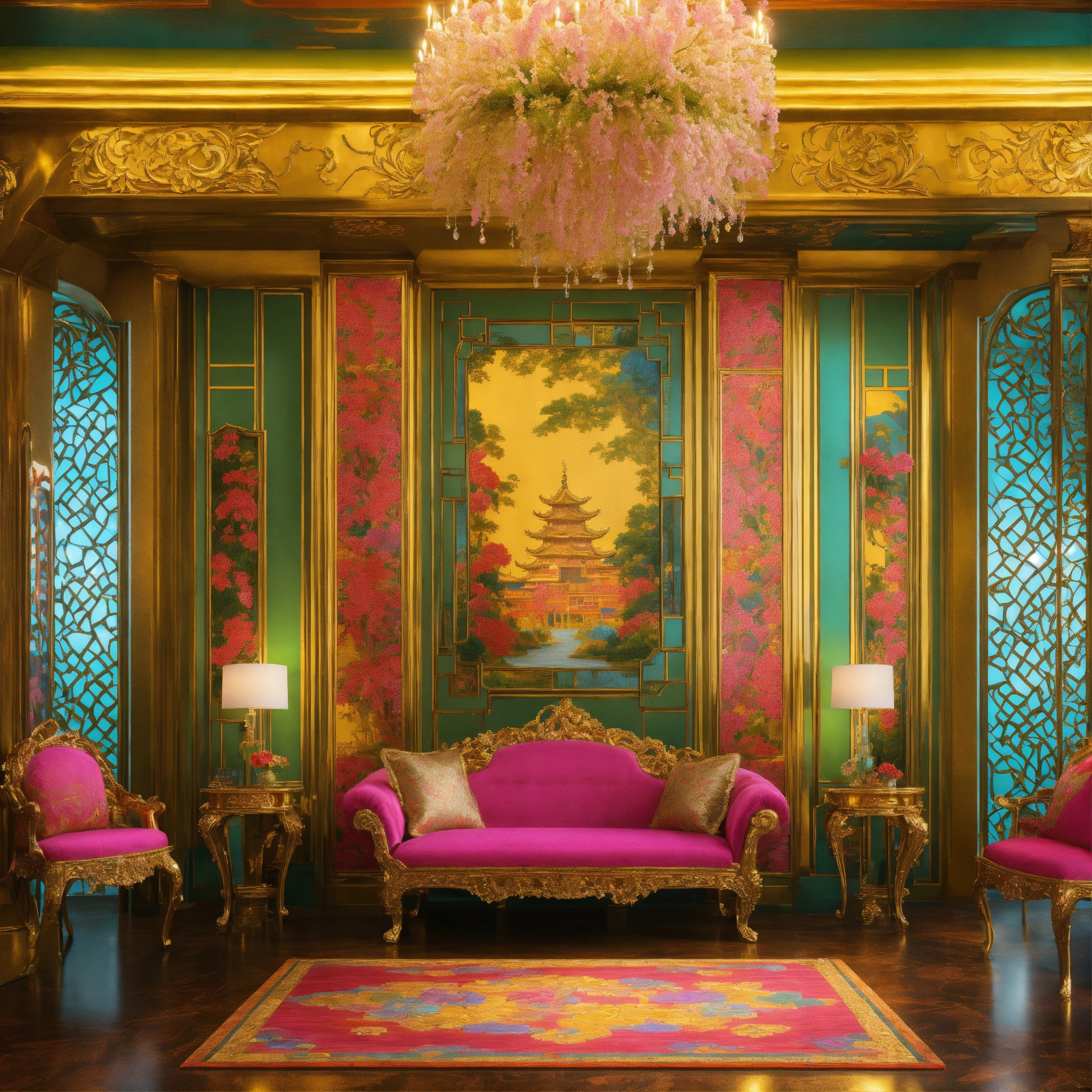 Lexica - Futuristic beautiful Chinese palace interior sitting room ...