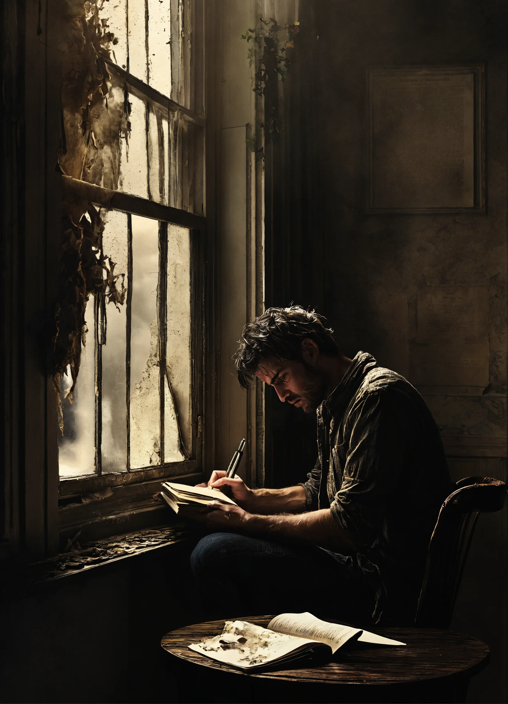 Lexica - A frustrated male writer with depression, beautiful photoreal ...