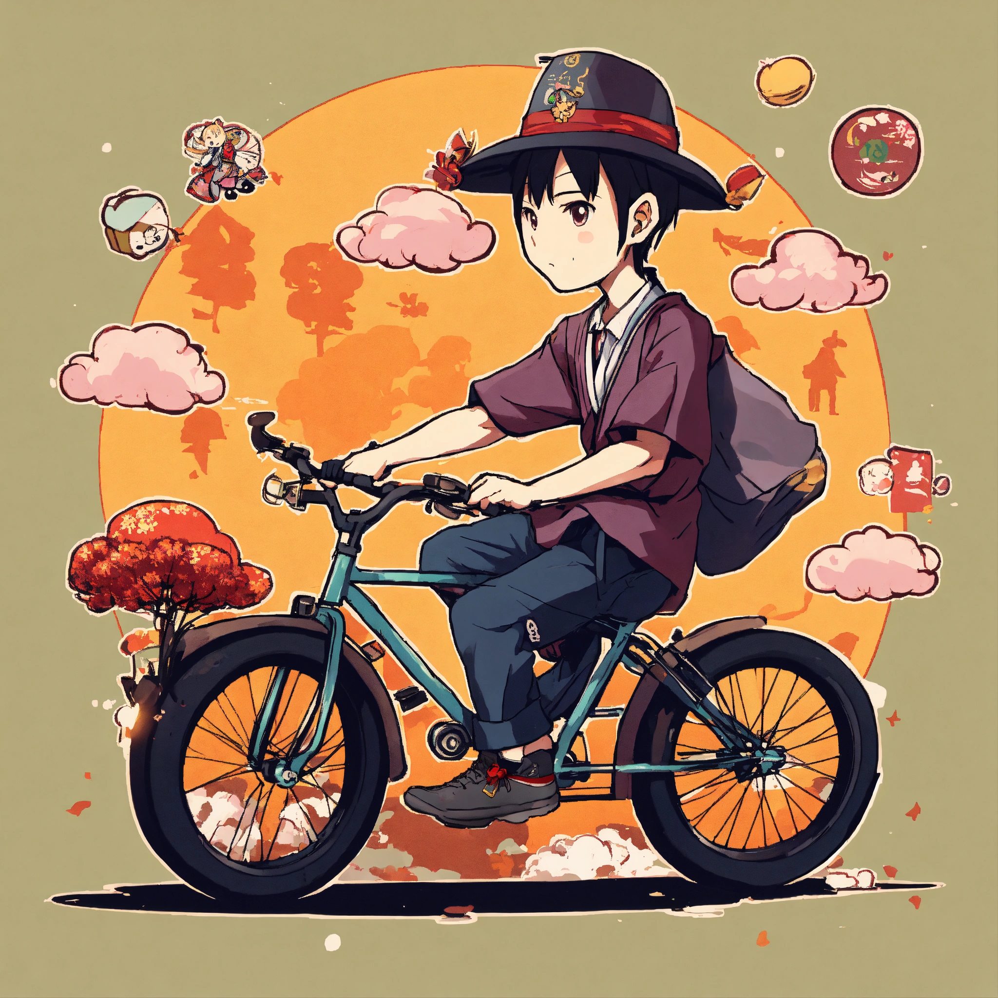 Lexica - Japanese magician wearing T shirt chibi character men ride on ...