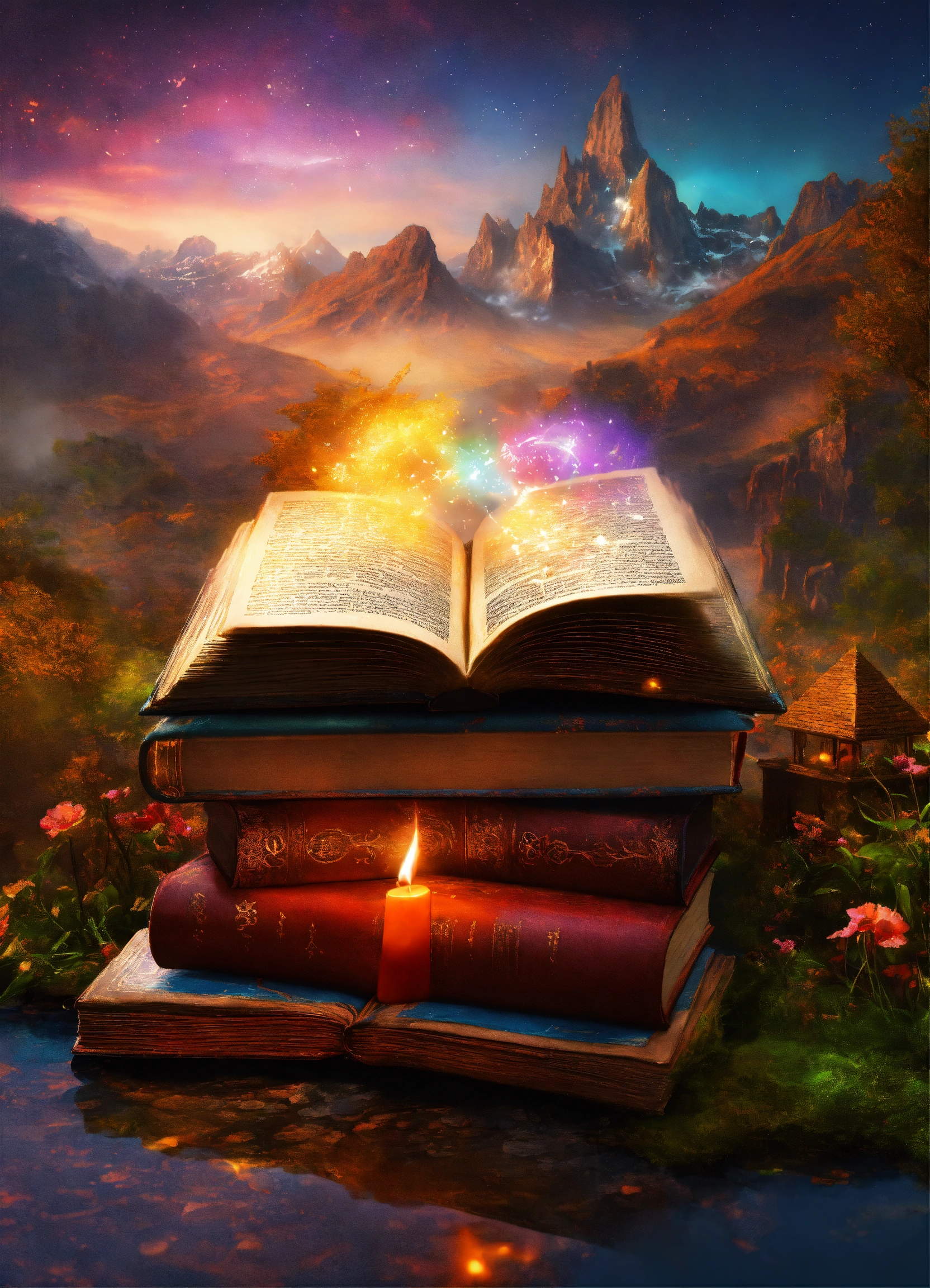 Lexica - Create an image of a Book of Magic within a colorful and ...
