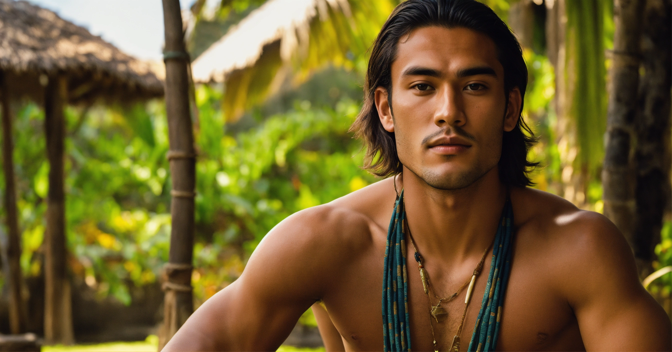 Lexica - Strikingly handsome young man, radiant, long face, Polynesian ...