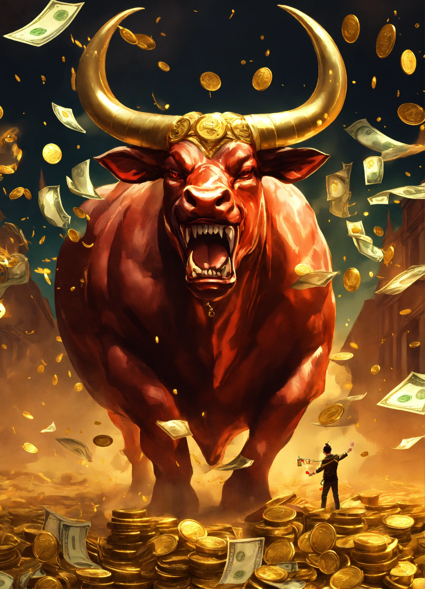 Lexica - A demon with the head of a bull, massive horns, surrounded by ...