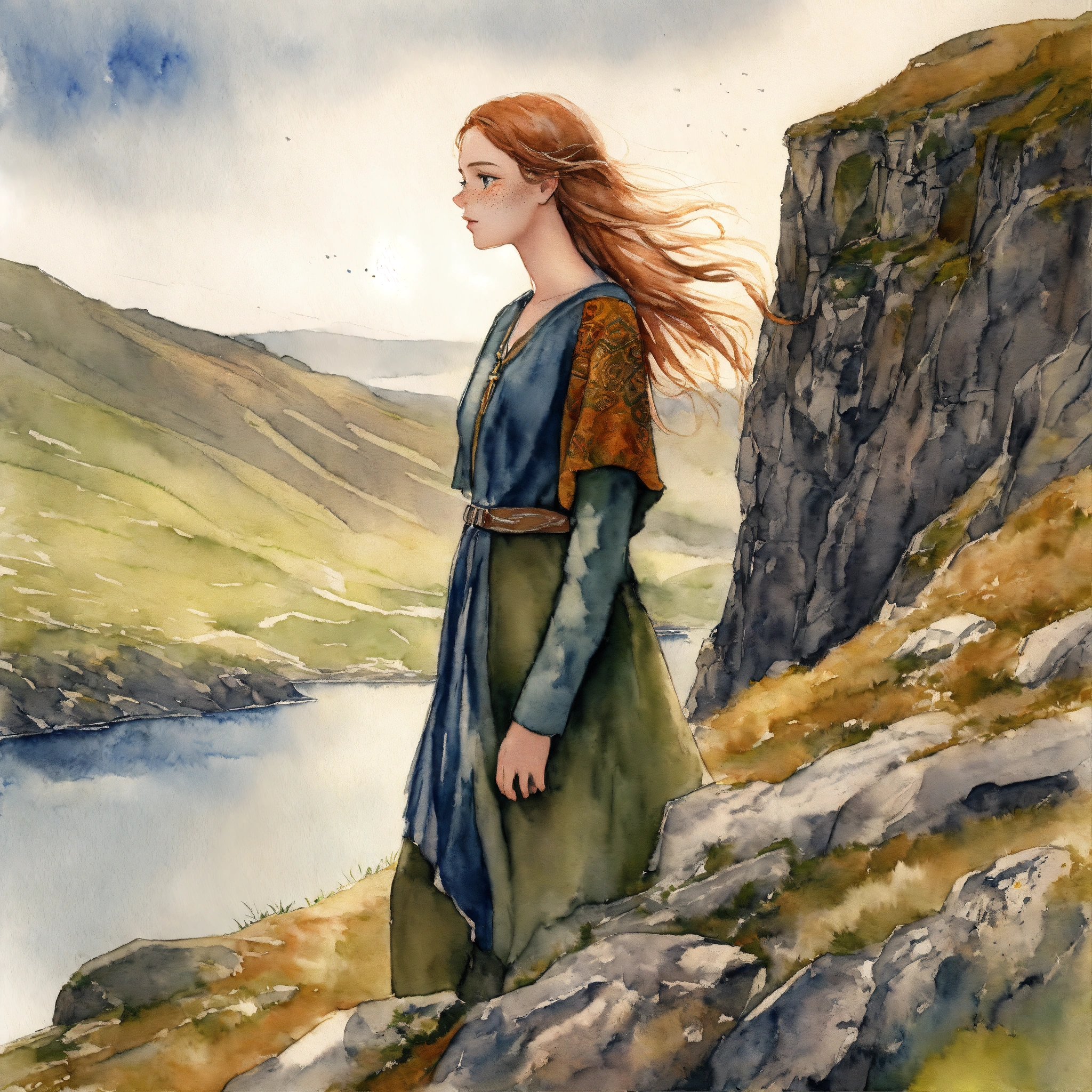 Lexica - Full body Illustration of a woman, young, 18 years old, celtic ...