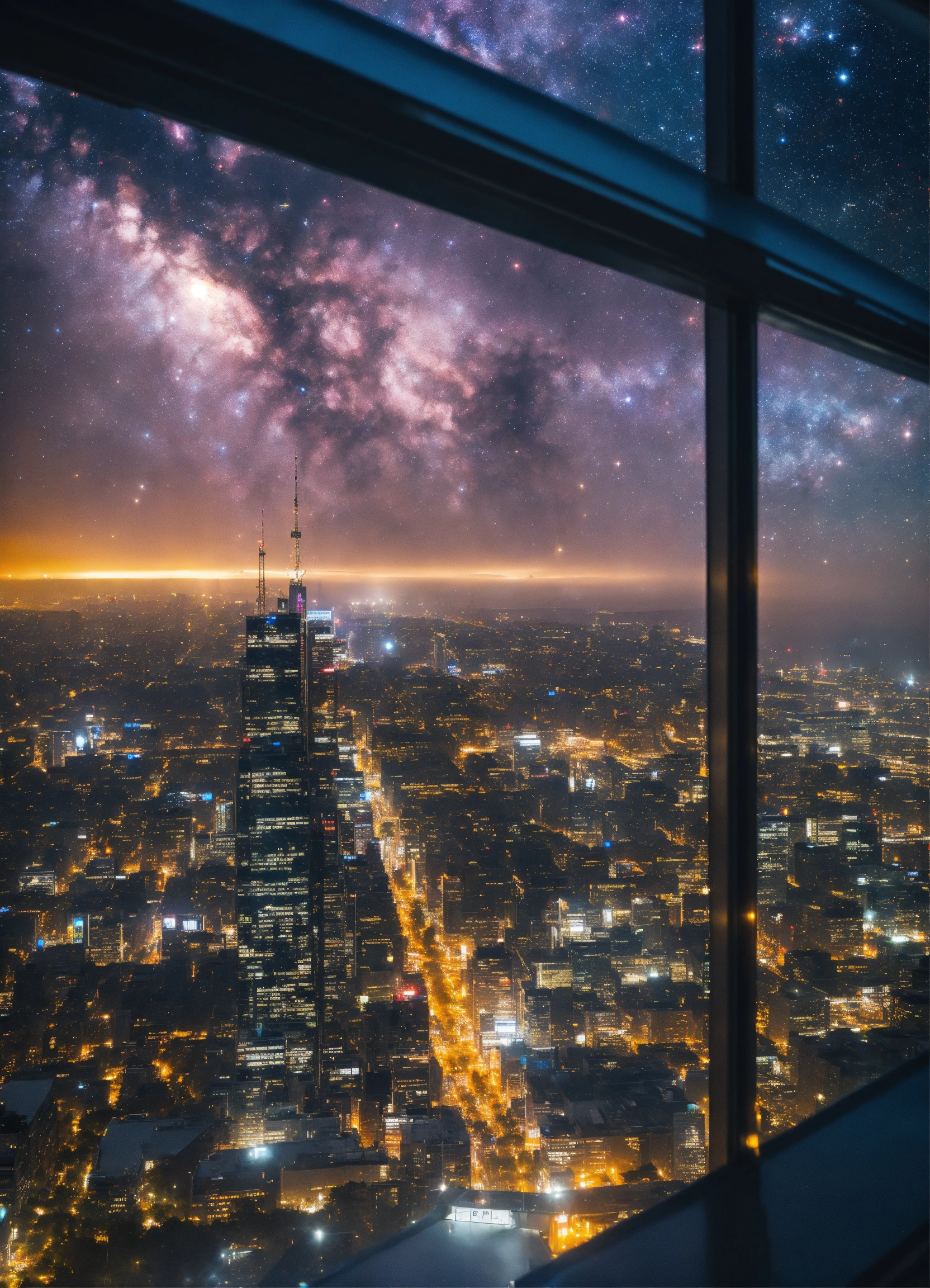 Lexica - View of a cityscape through very large windows from the ...