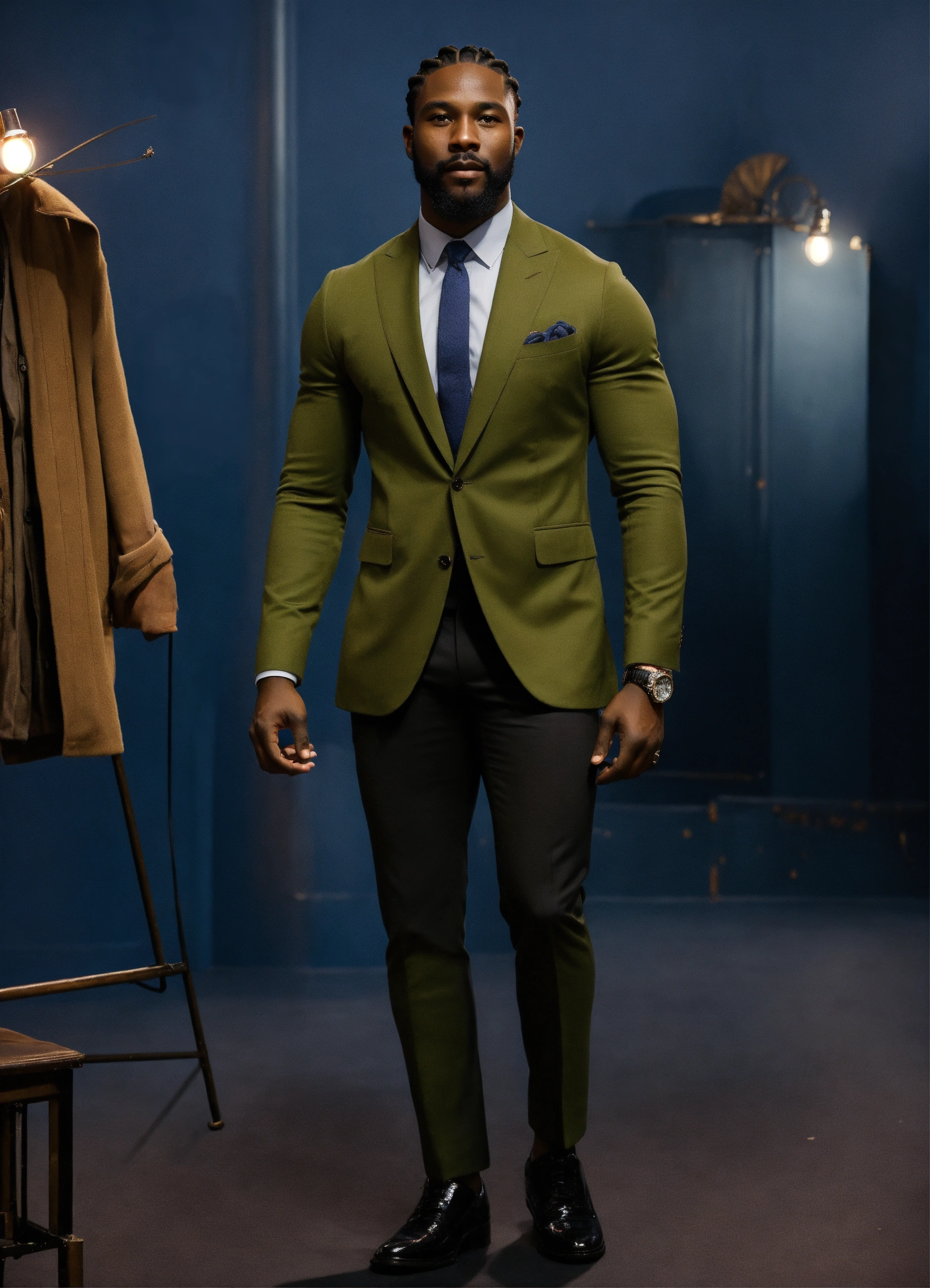 Lexica - Dark-skin Black man in his late 30s Broad muscular build Well ...