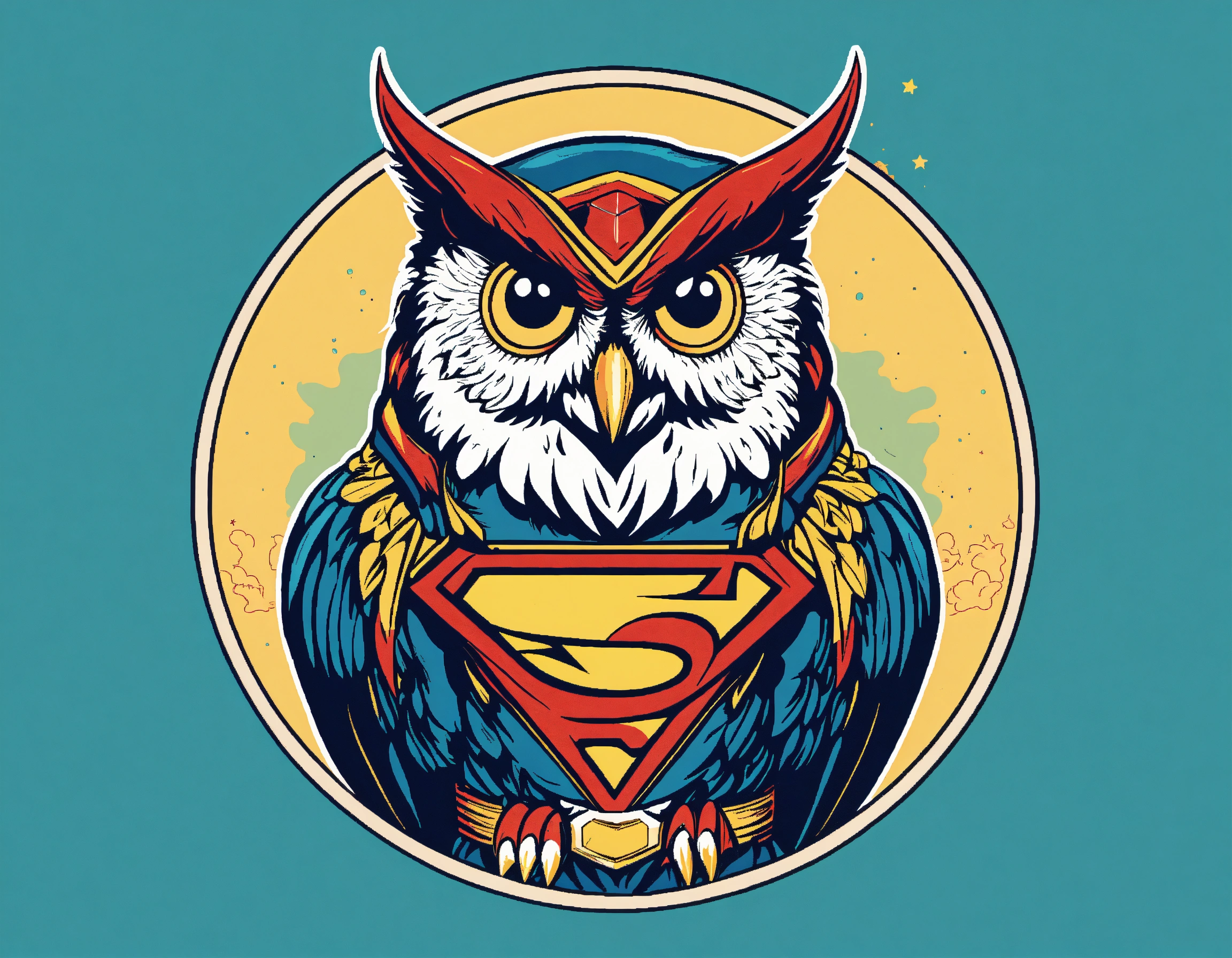 Lexica - Super hero owl club illustration art, die-cut sticker, muted ...
