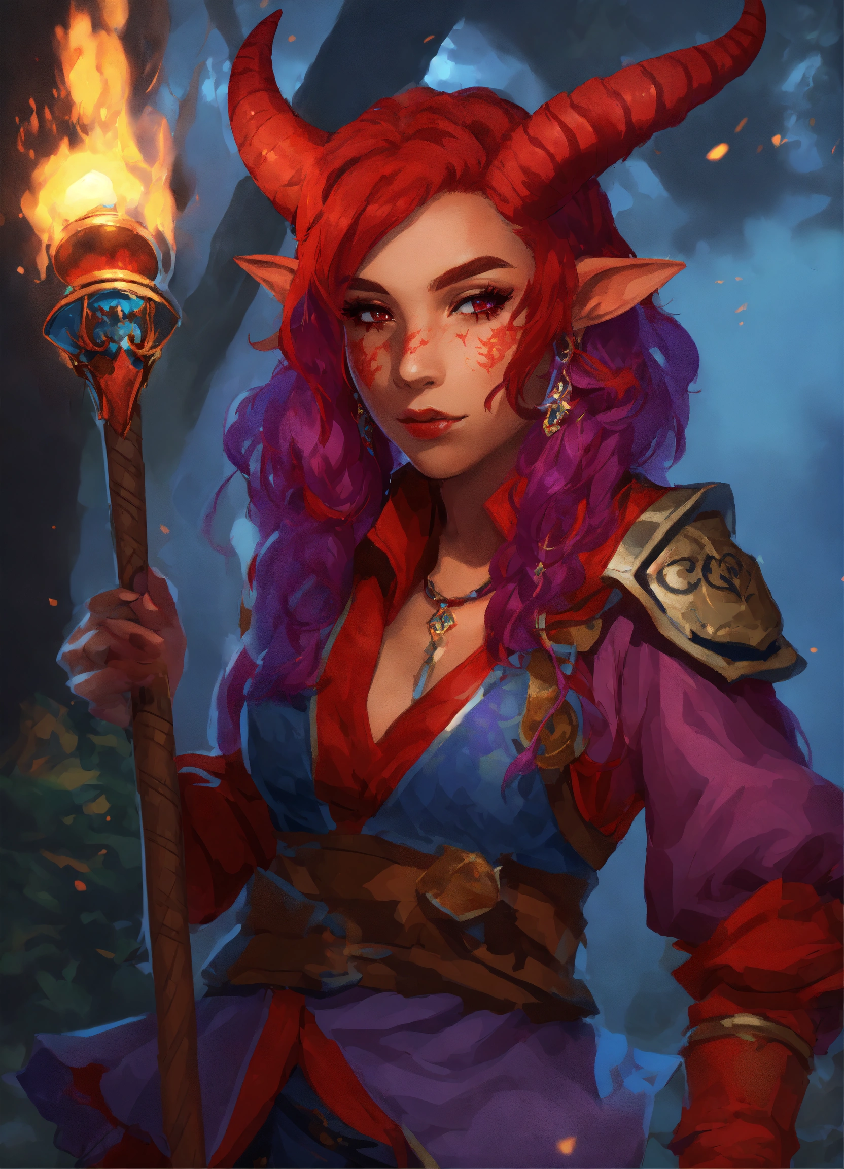 Lexica - A teifling from dnd 5th Edition with red curled horns and skin ...