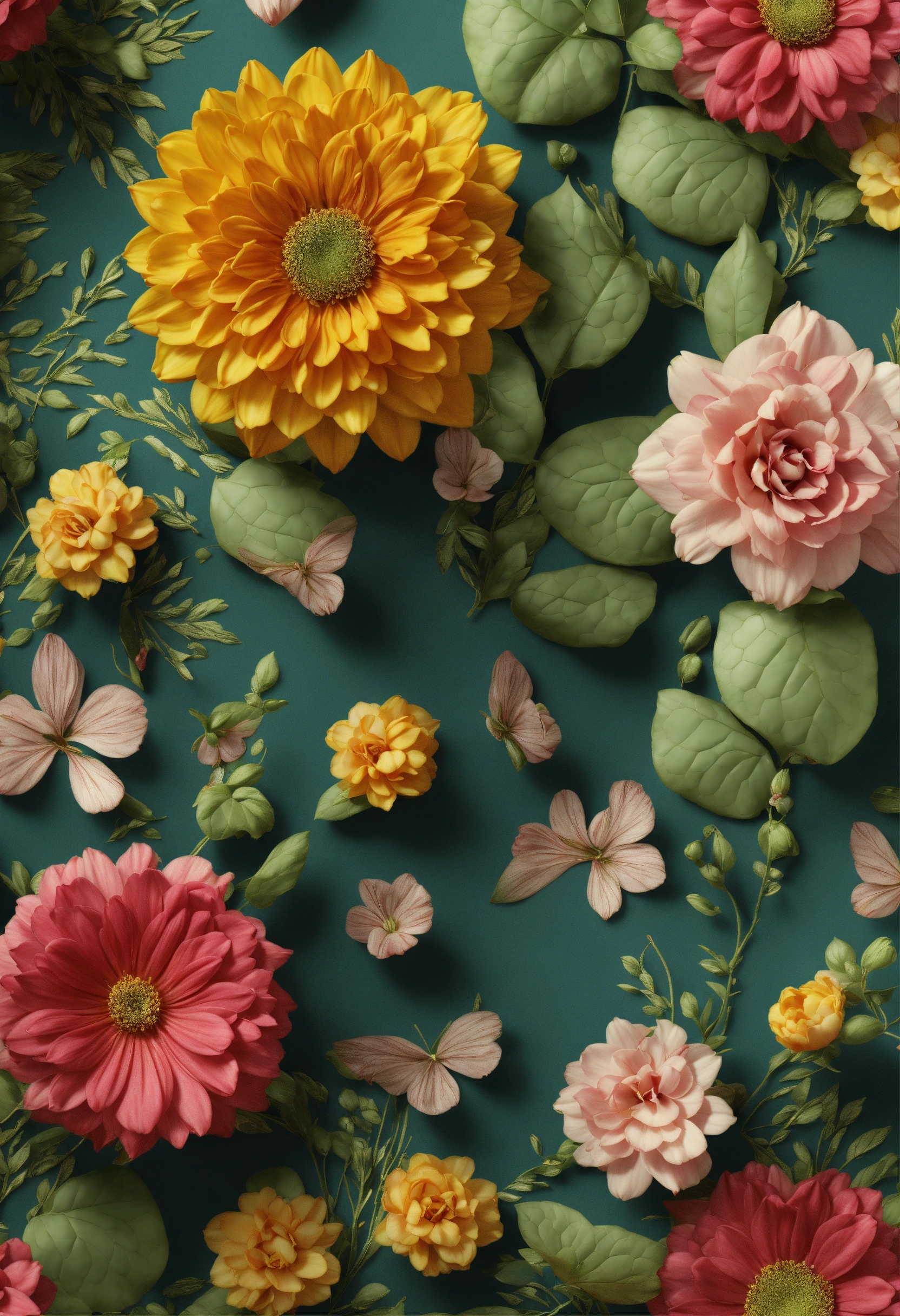 Lexica - Small floral repeating pattern design, 3D, 8k, realistic