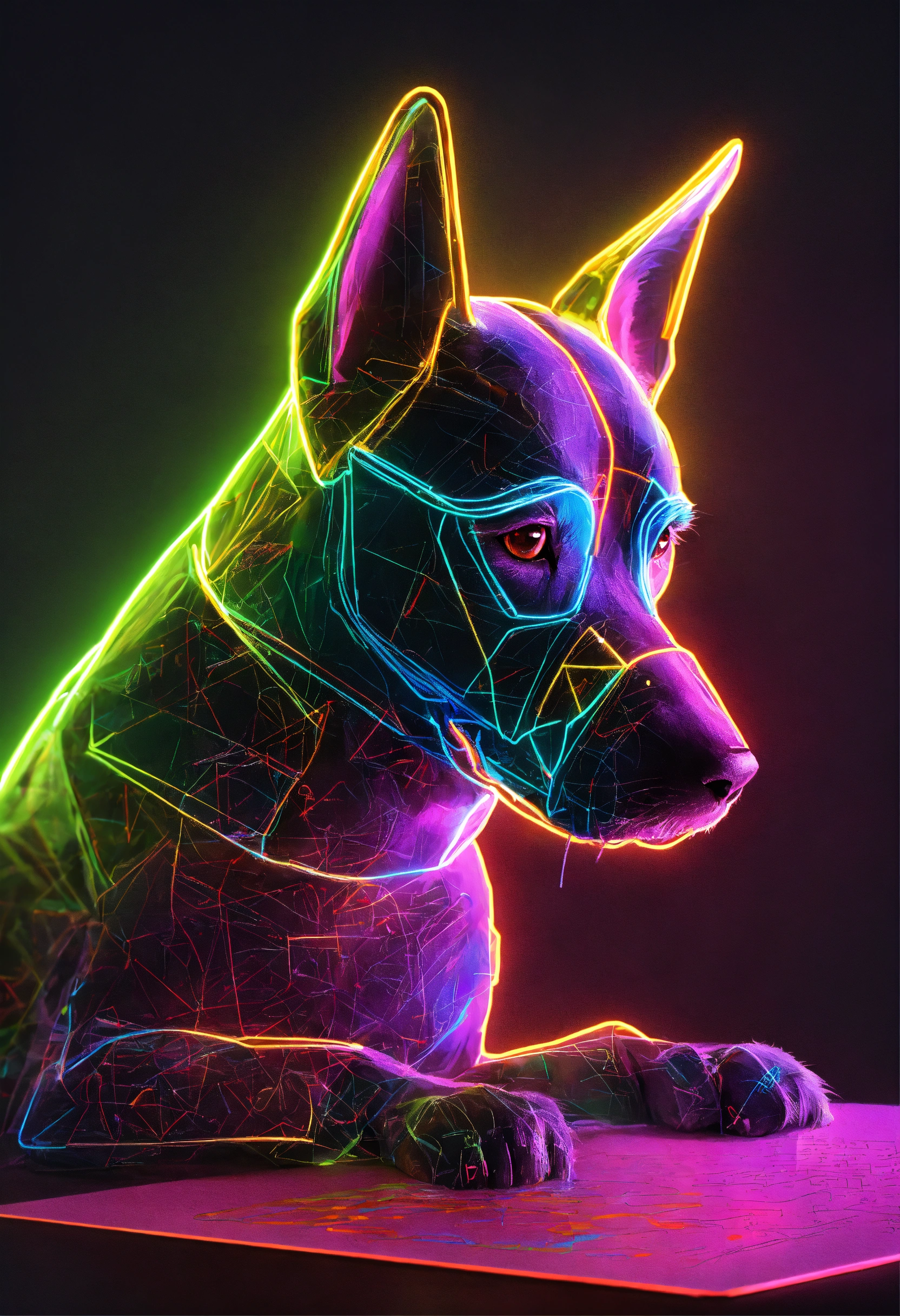 Lexica - Neon dog doing mathematics