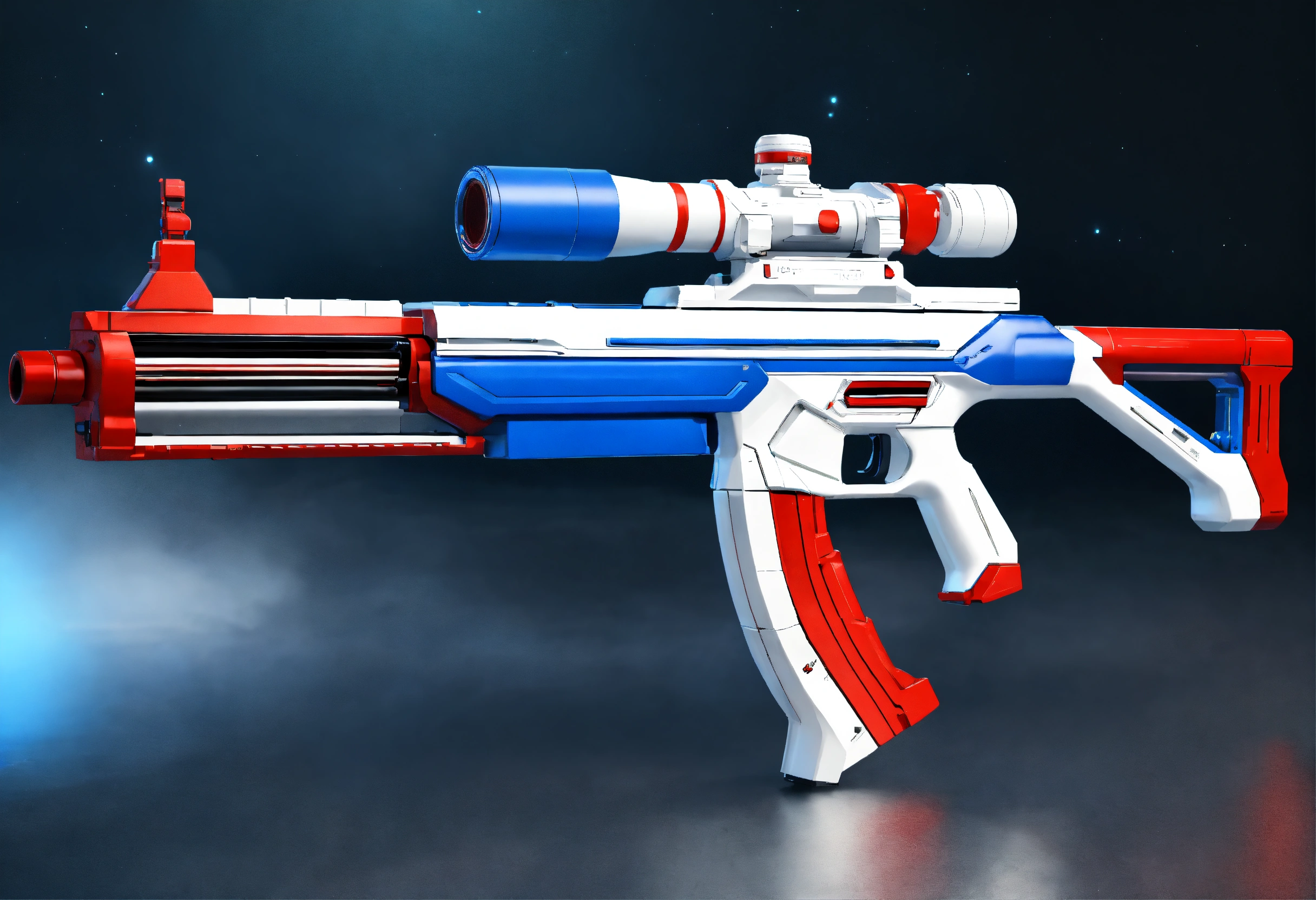 Lexica - Side view of a white and blue and red sci fi energy rifle, HD ...