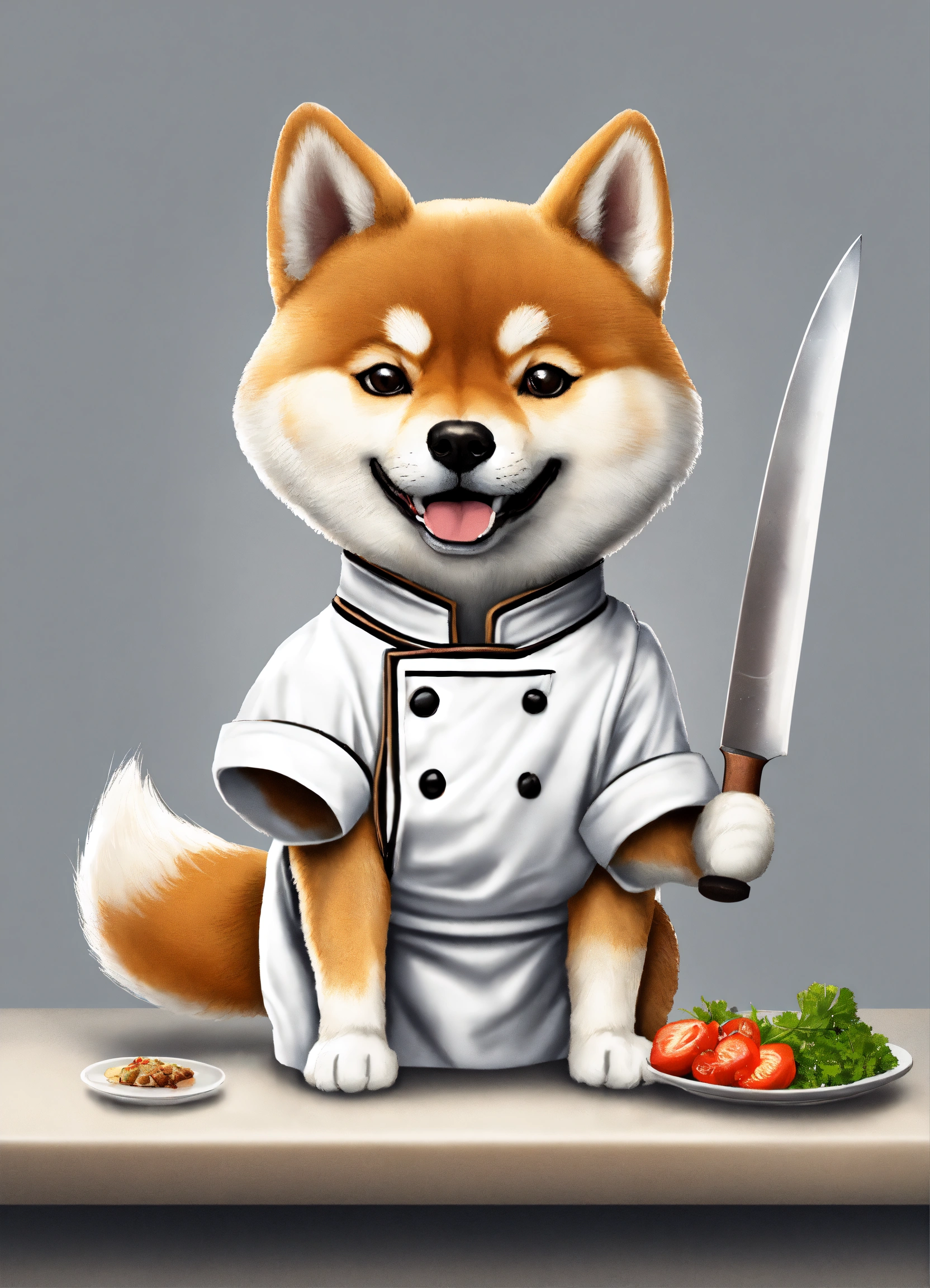 Lexica - Anthropomorphic shiba inu in a chef's white shirt and white ...