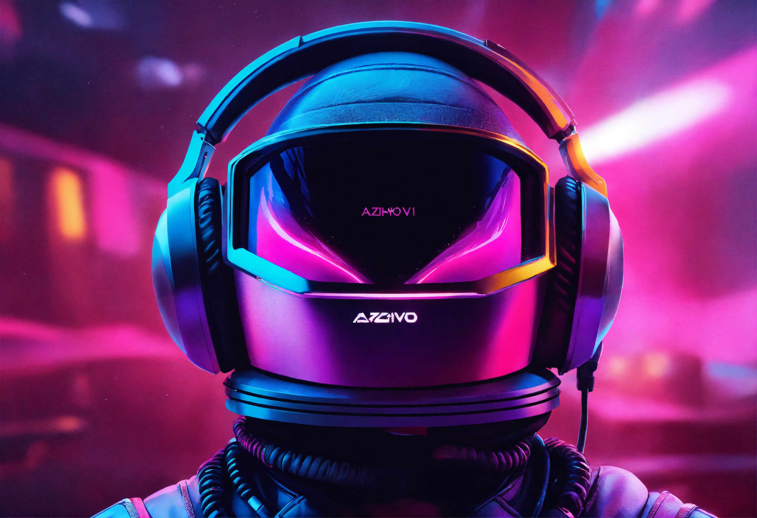 Lexica - Logo for synthwave music producer, space helmet, headphones ...