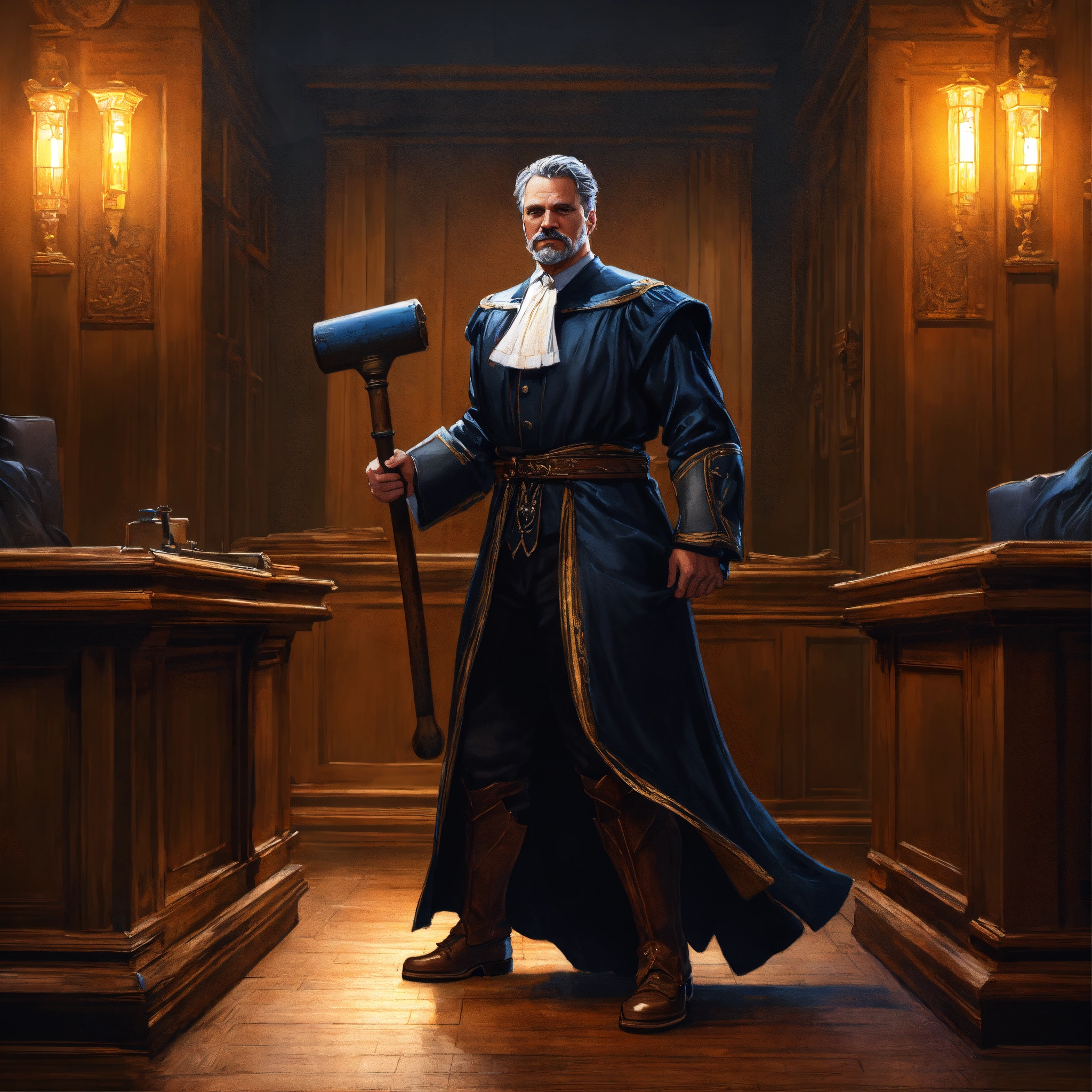 Lexica - Portrait painting of a judge banging the wooden hammer, dark ...