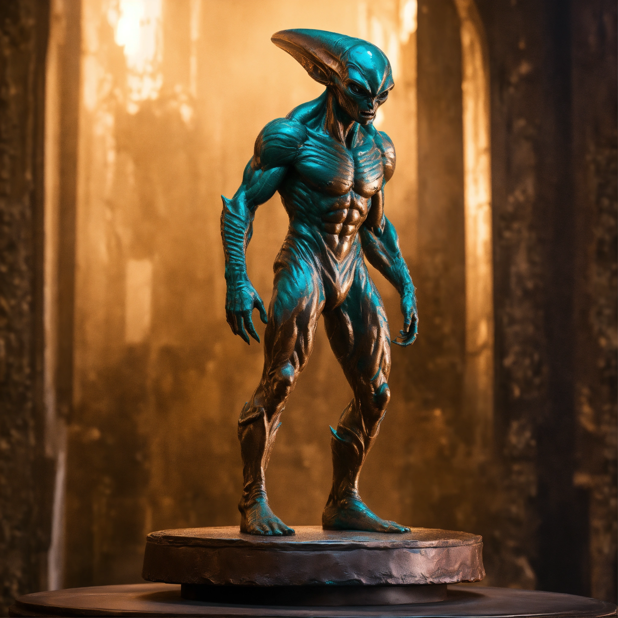 Lexica - Full body sculpture of an alien, male, muscular, scary ...