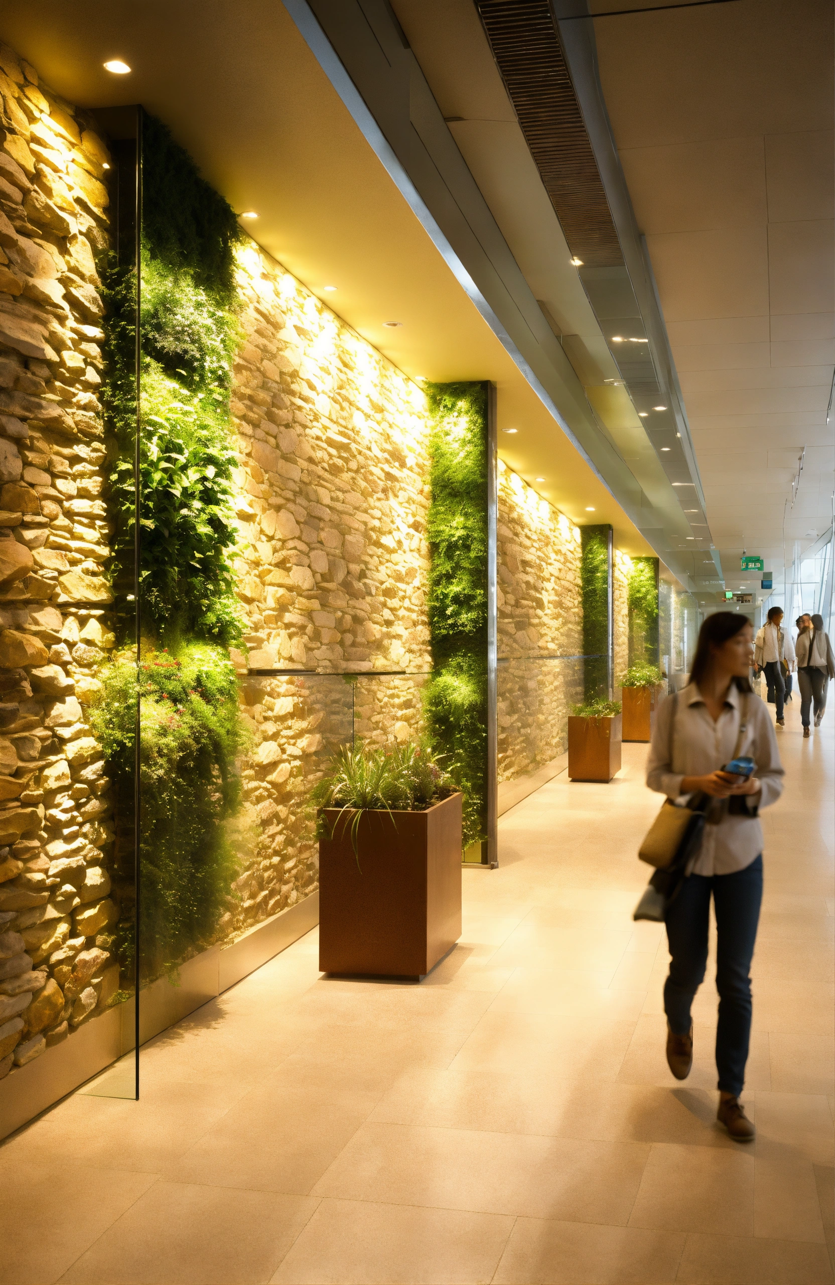 Lexica - Airport corridor, one side of the corridor full height glass ...