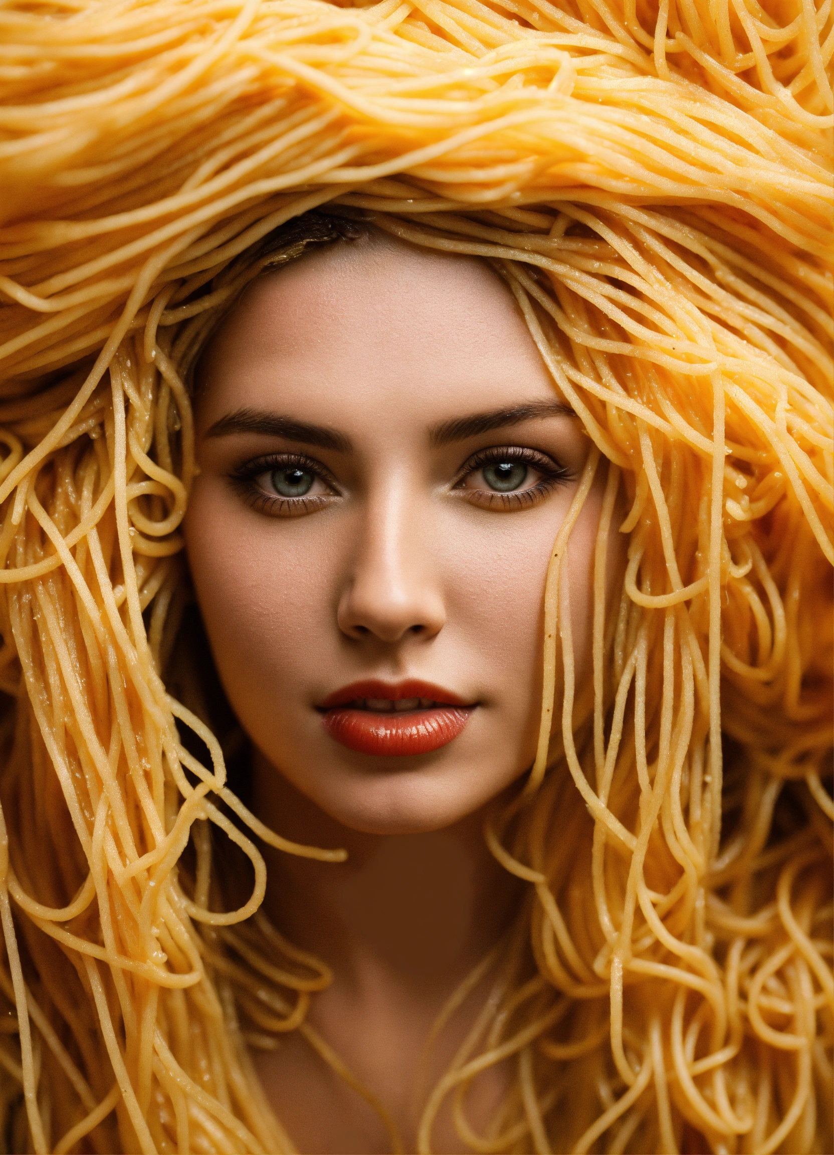 Lexica - Portrait of a beautiful woman covered in spaghetti